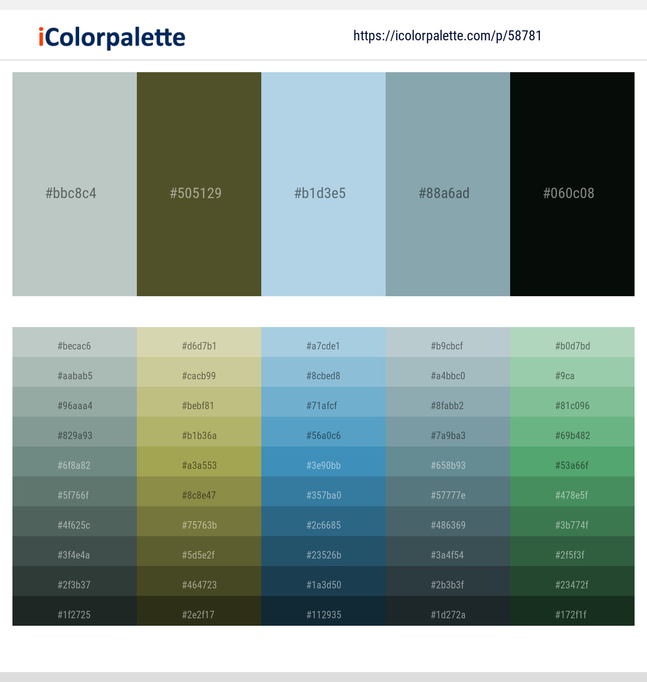 Powder Ash – Woodland – Regent St Blue – Bali Hai – Racing Green Color ...