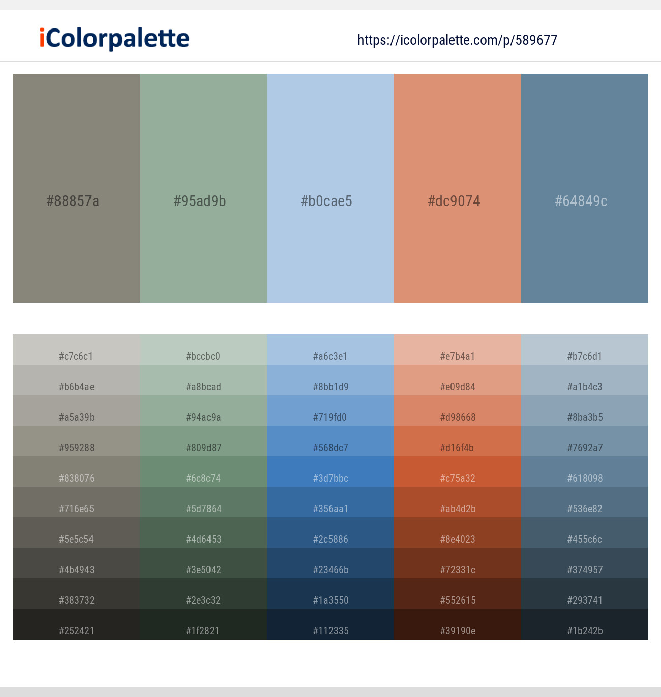 Friar Gray – Envy – Spindle – Burning Sand – Hoki Color scheme ...