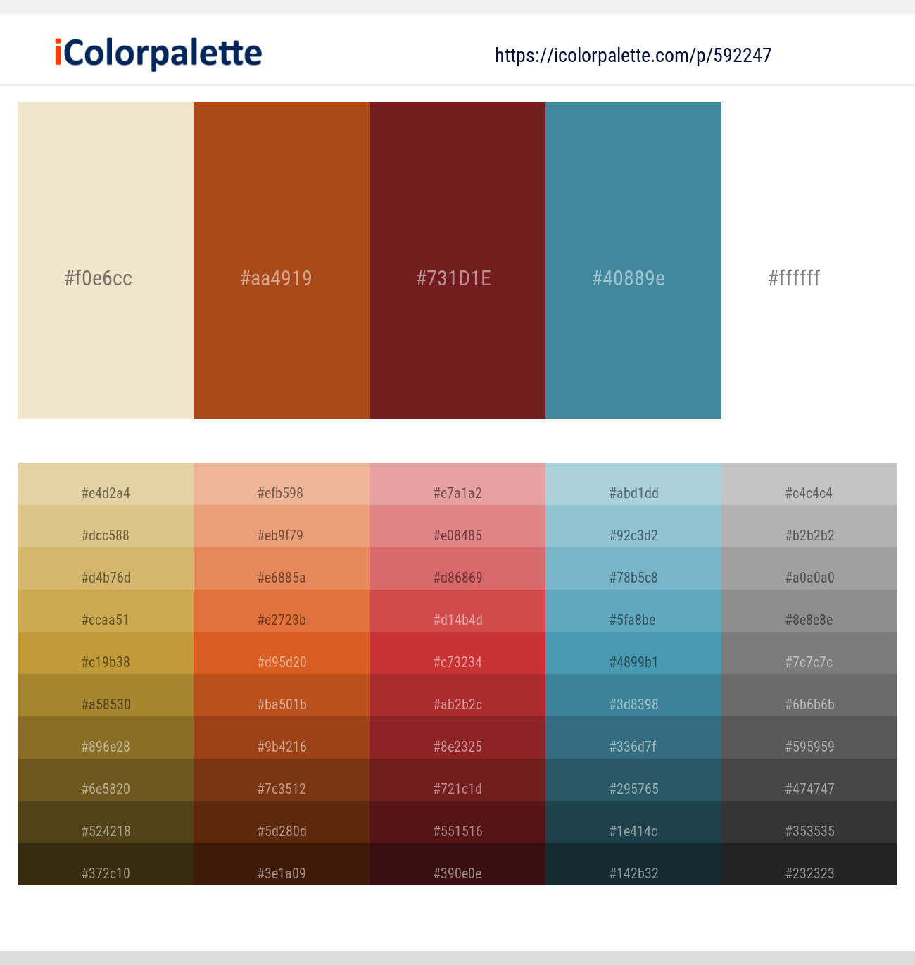 Parchment – Hawaiian Tan – Persian Plum – Steel Blue – White Color ...