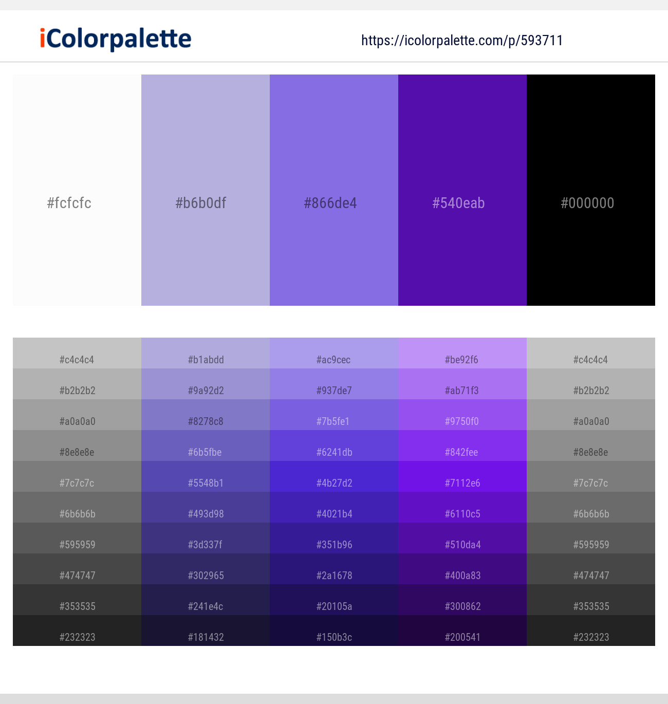fcfcfc_b6b0df_866de4_540eab_000000 | iColorpalette