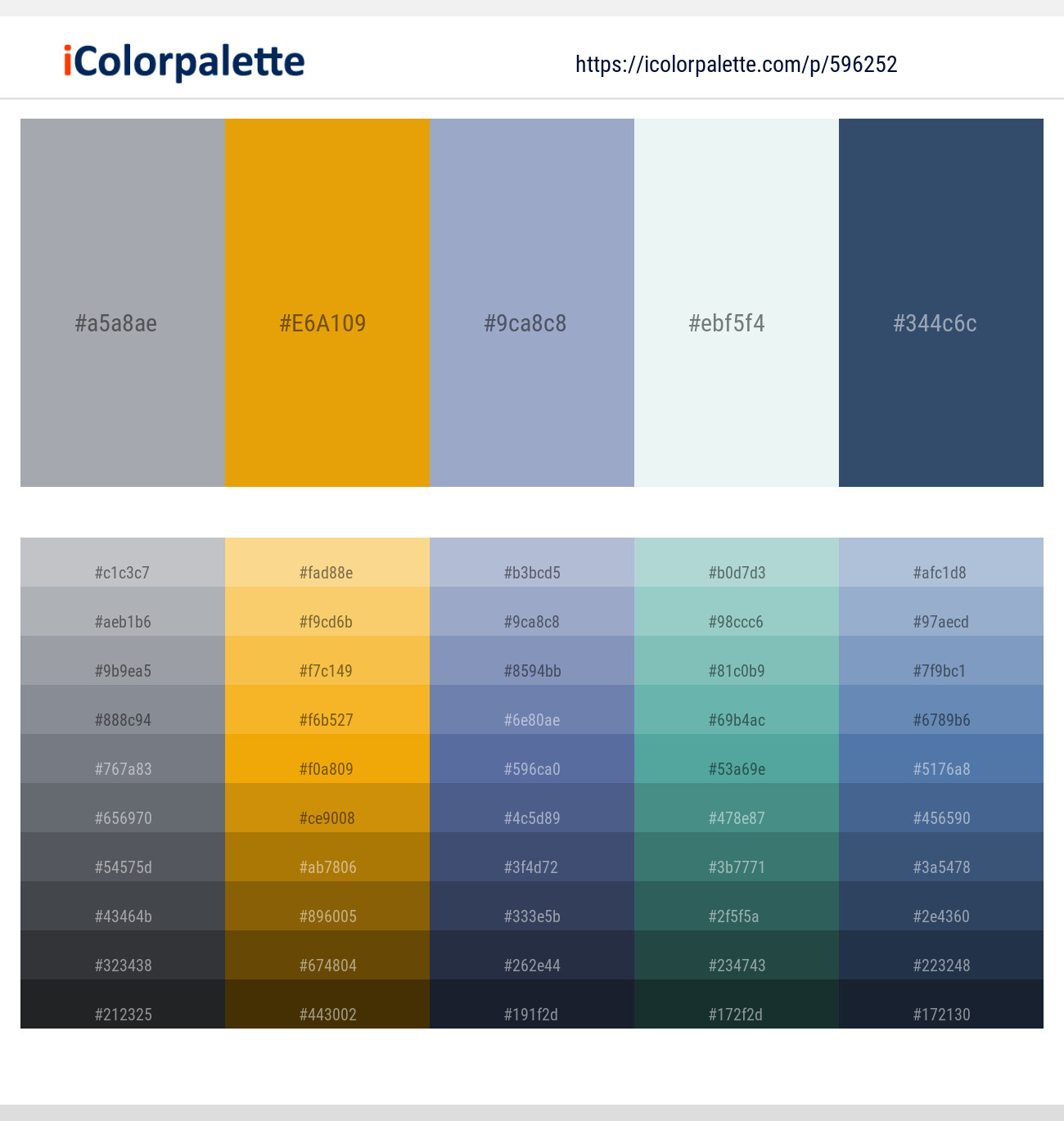 Aluminium – Gamboge – Rock Blue – Aqua Haze – San Juan Color scheme ...