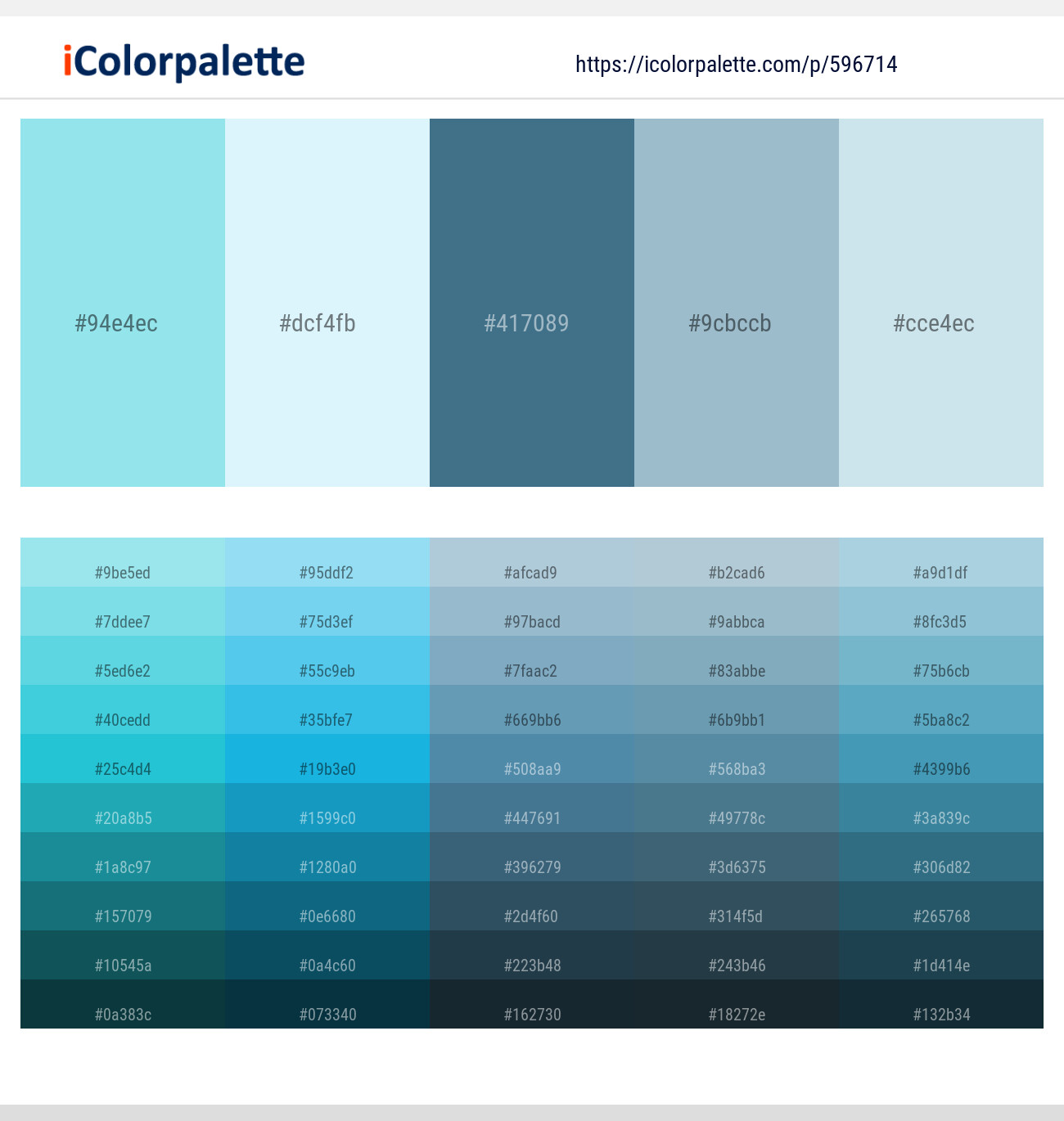 Blizzard Blue – Foam – Bismark – Rock Blue – Botticelli Color scheme ...