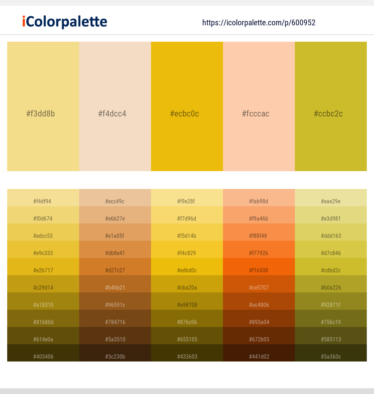 Buff – Almond – Corn – Apricot Peach – Earls Green Color scheme ...