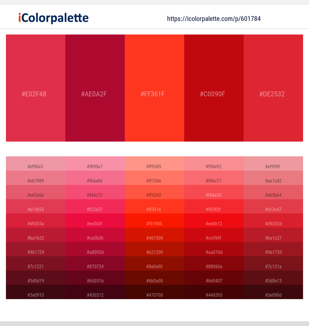 Amaranth – Shiraz – Red Orange – Monza – Alizarin Crimson Color scheme ...