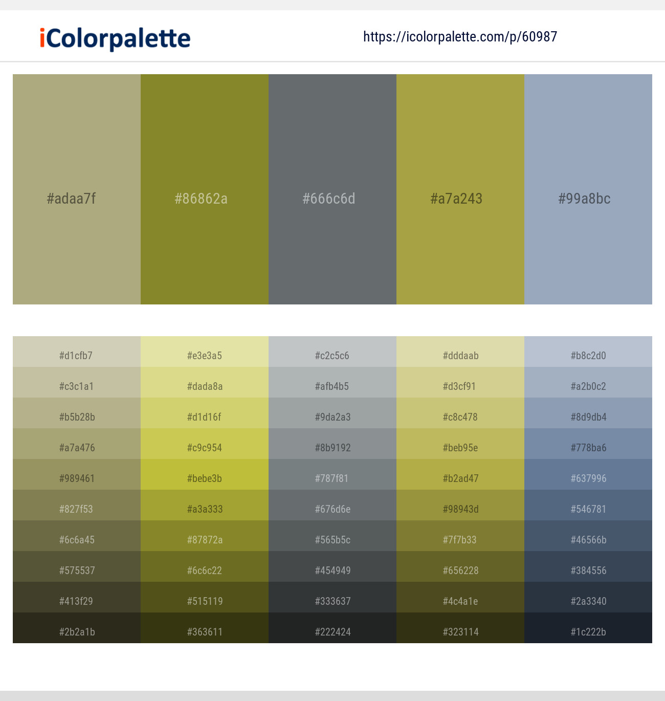Hillary – Wasabi – Nevada – Husk – Gull Gray Color scheme | iColorpalette