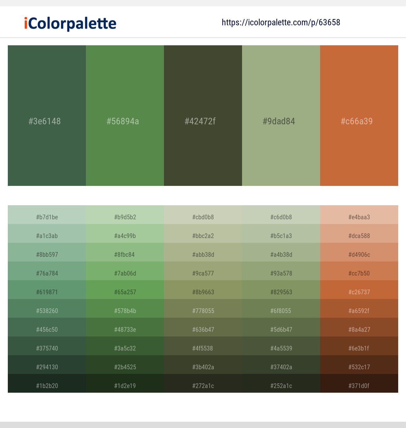 Mineral Green – Hippie Green – Kelp – Locust – Copper Color scheme ...