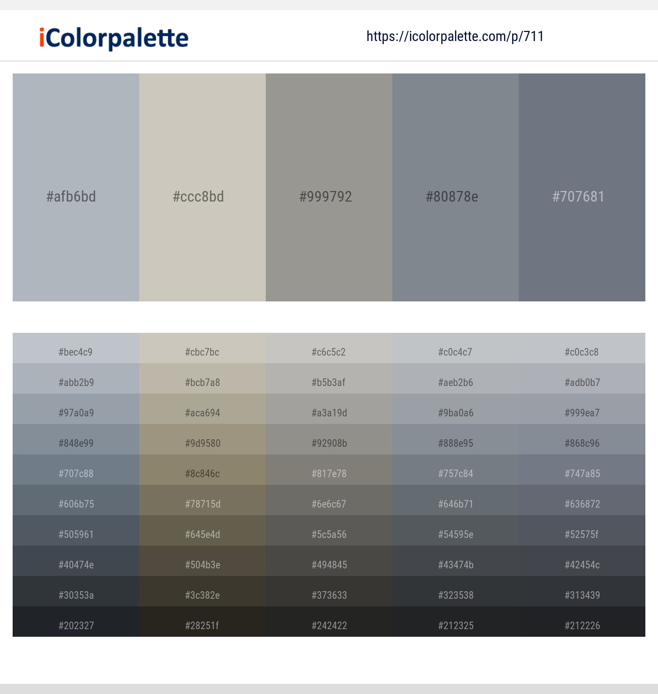 Bombay – Ash – Star Dust – Oslo Gray – Pale Sky Color scheme ...