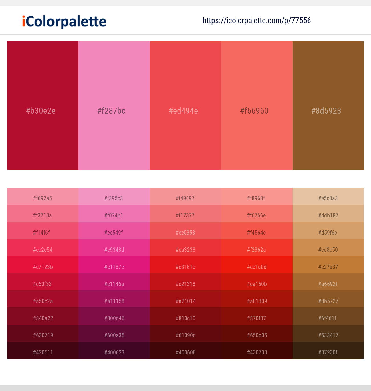 Shiraz – Persian Pink – Cinnabar – Carnation – Kumera Color scheme ...