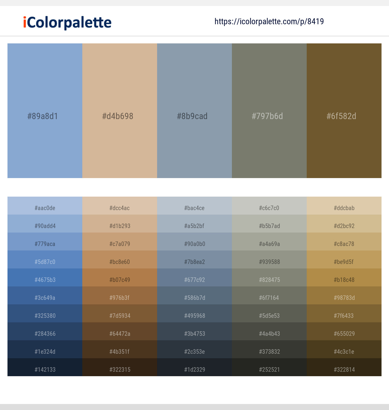 Polo Blue – Cameo – Bali Hai – Bandicoot – Old Copper Color scheme ...
