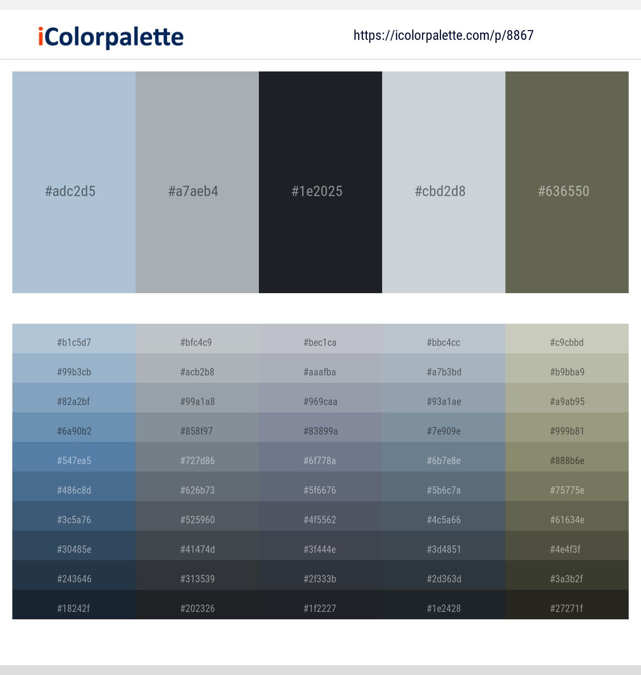 Casper – Gray Chateau – Shark – Ghost – Siam Color scheme | iColorpalette