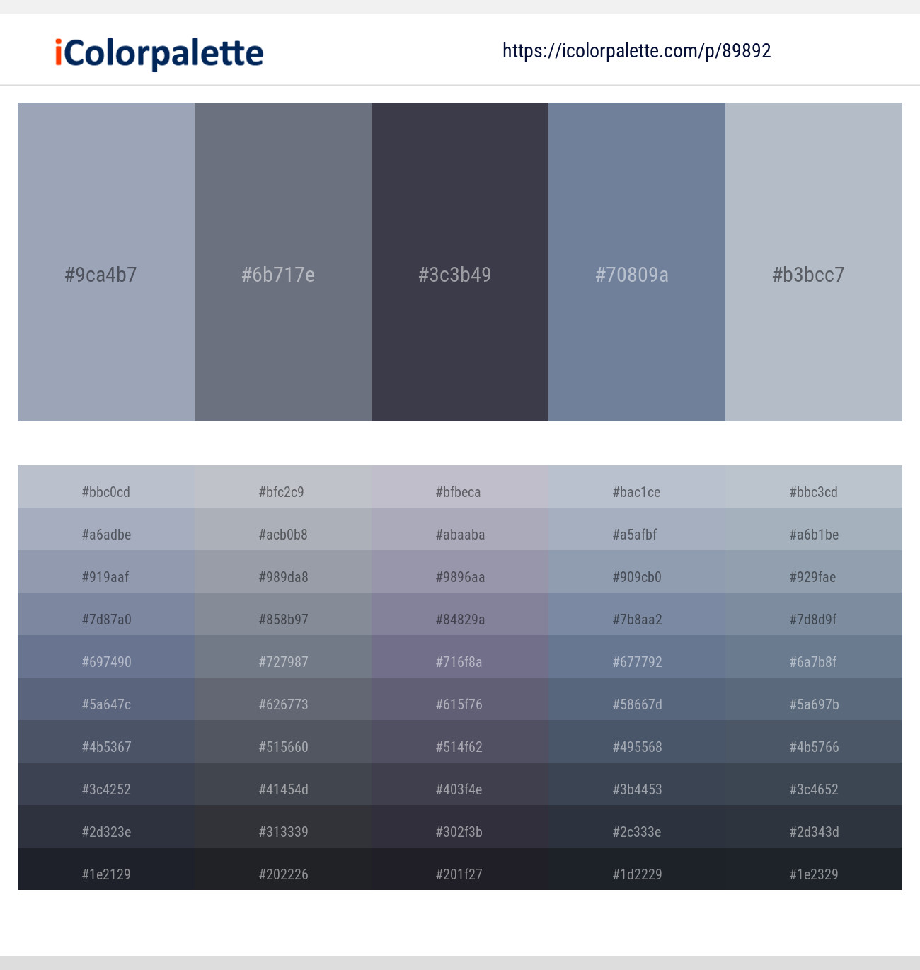 Gull Gray – Pale Sky – Tuna – Lynch – Cadet Blue Color scheme ...