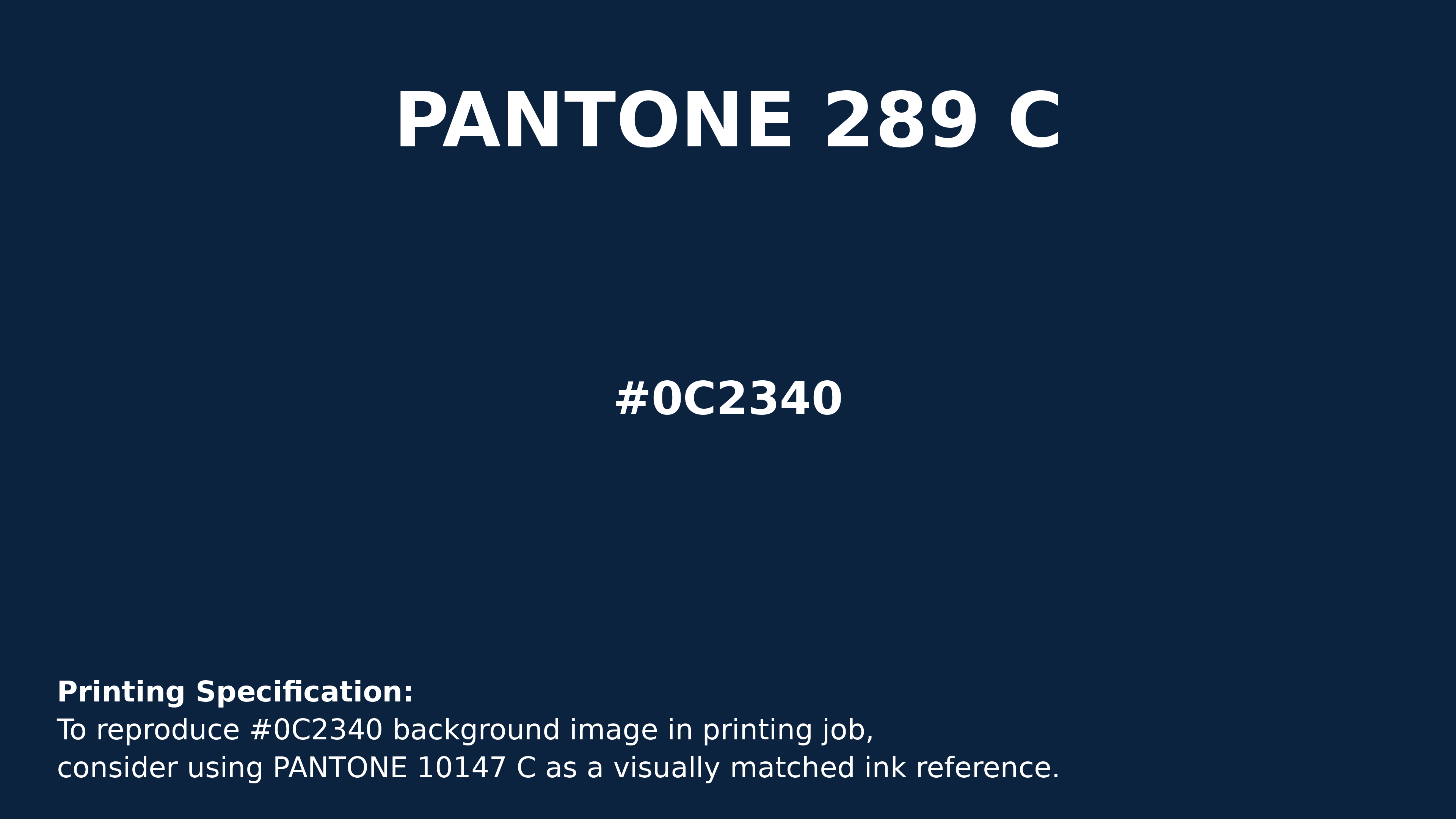Hex Color #0c2340 information | Hsl | Rgb | Pantone