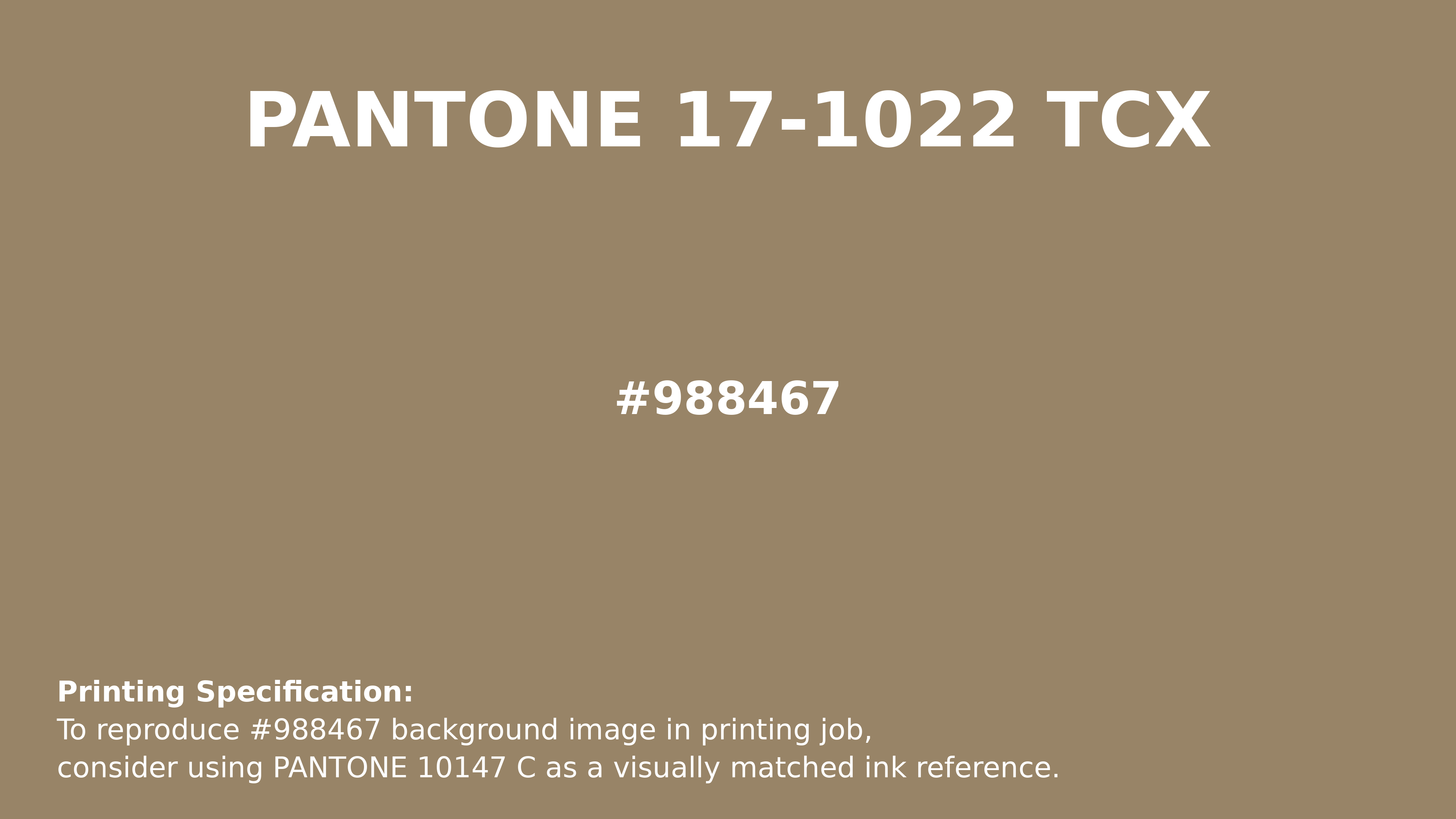 Hex Color #988467 | Printing Match PANTONE 17-1022 TCX | Color ...