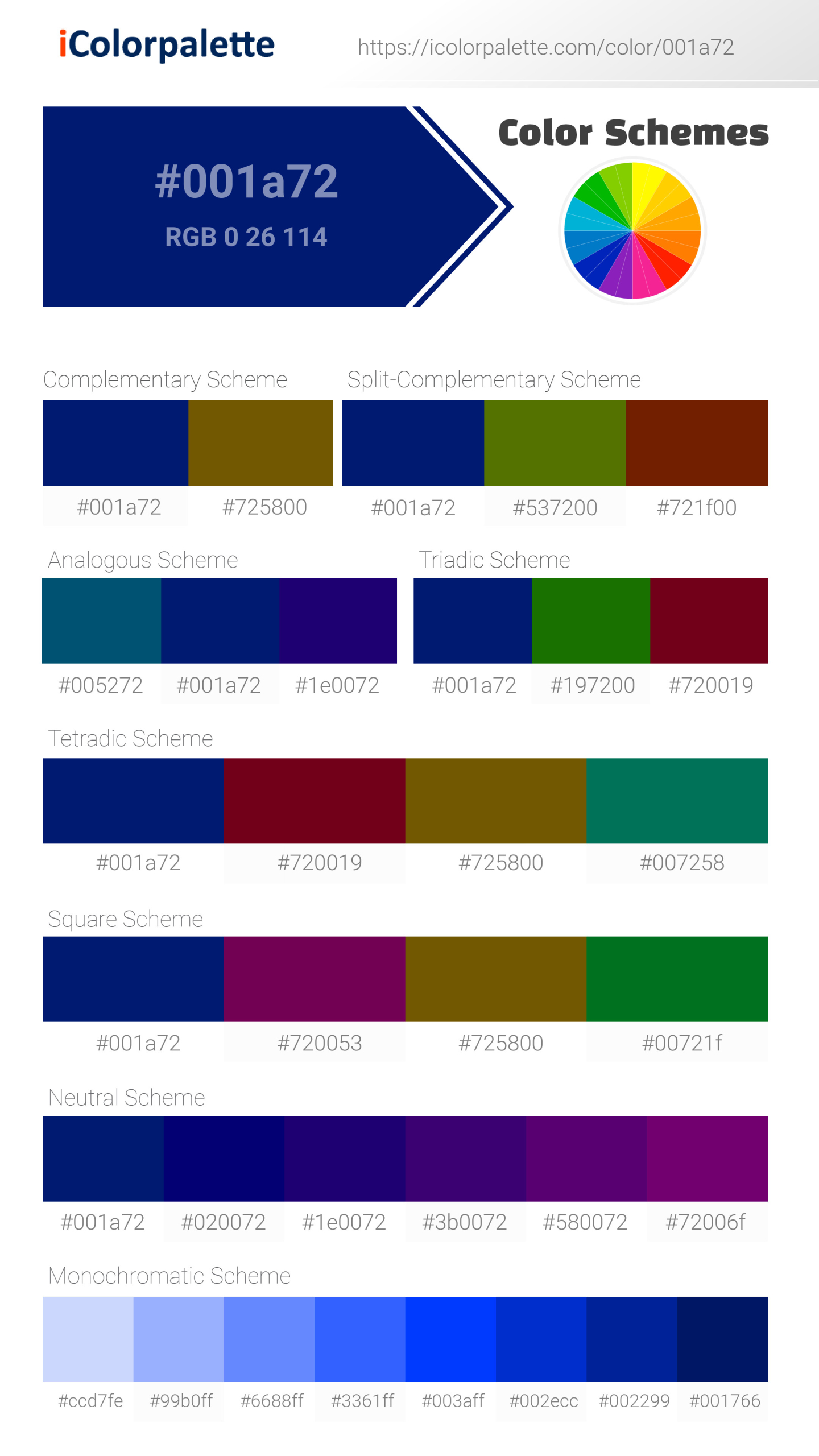 Pantone 2747 C Color | Hex color Code #001a72 information | Hsl | Rgb ...
