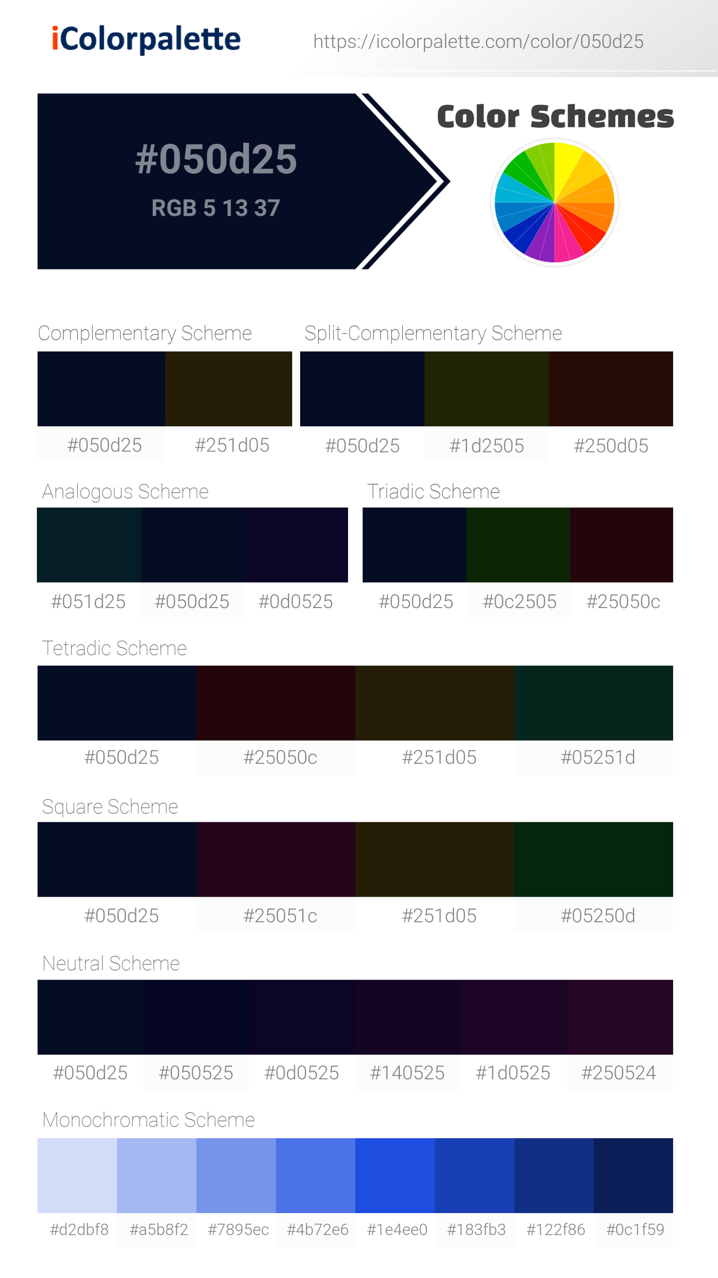 Void Color | 050d25 information | Hsl | Rgb | Pantone