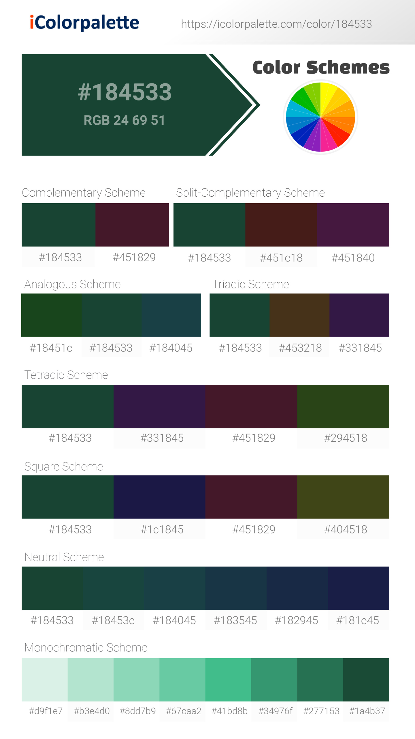 County Green (similar) Color | 184533 information | Hsl | Rgb | Pantone