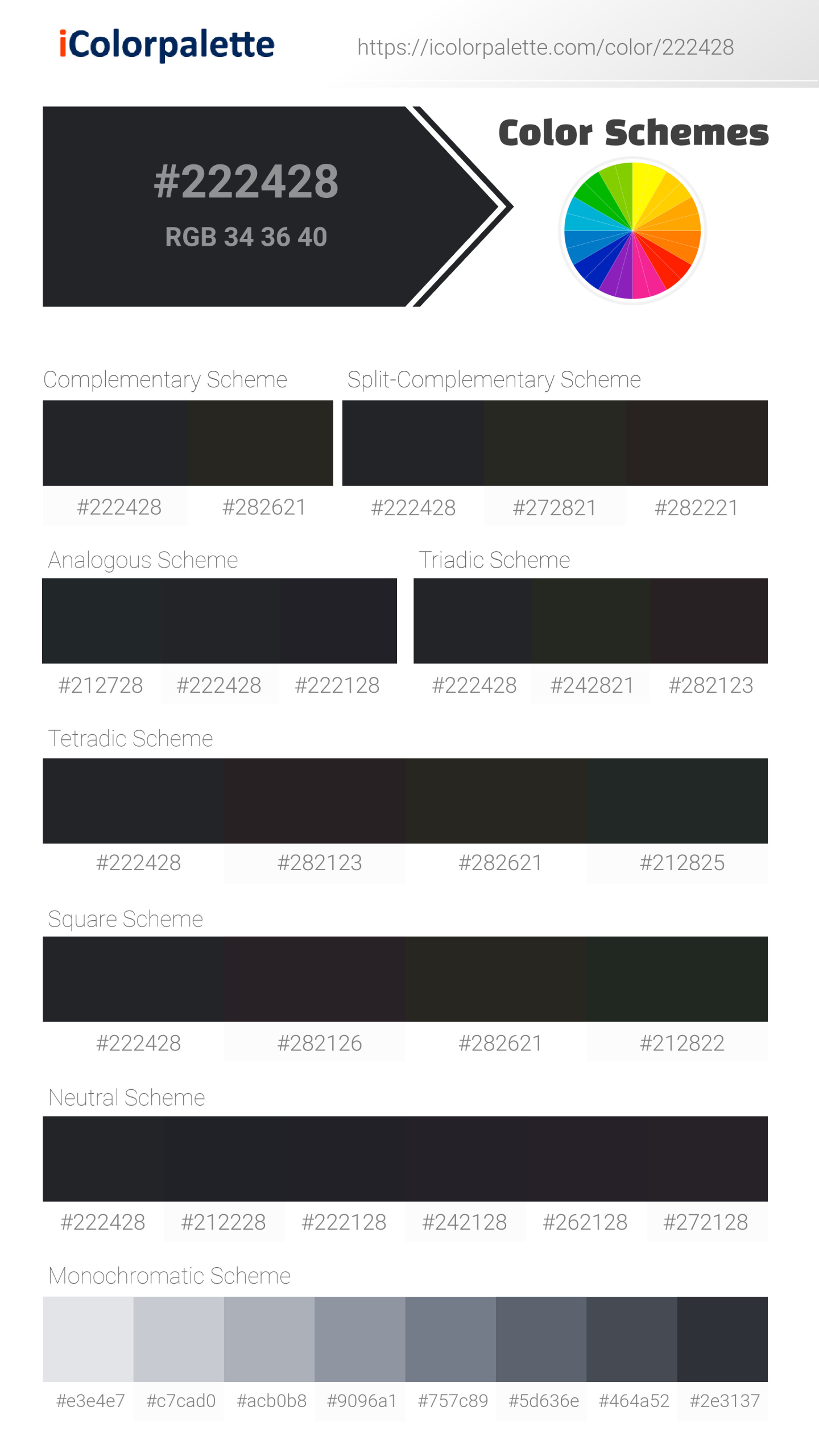 Black Russian (similar) Color | 222428 information | Hsl | Rgb | Pantone