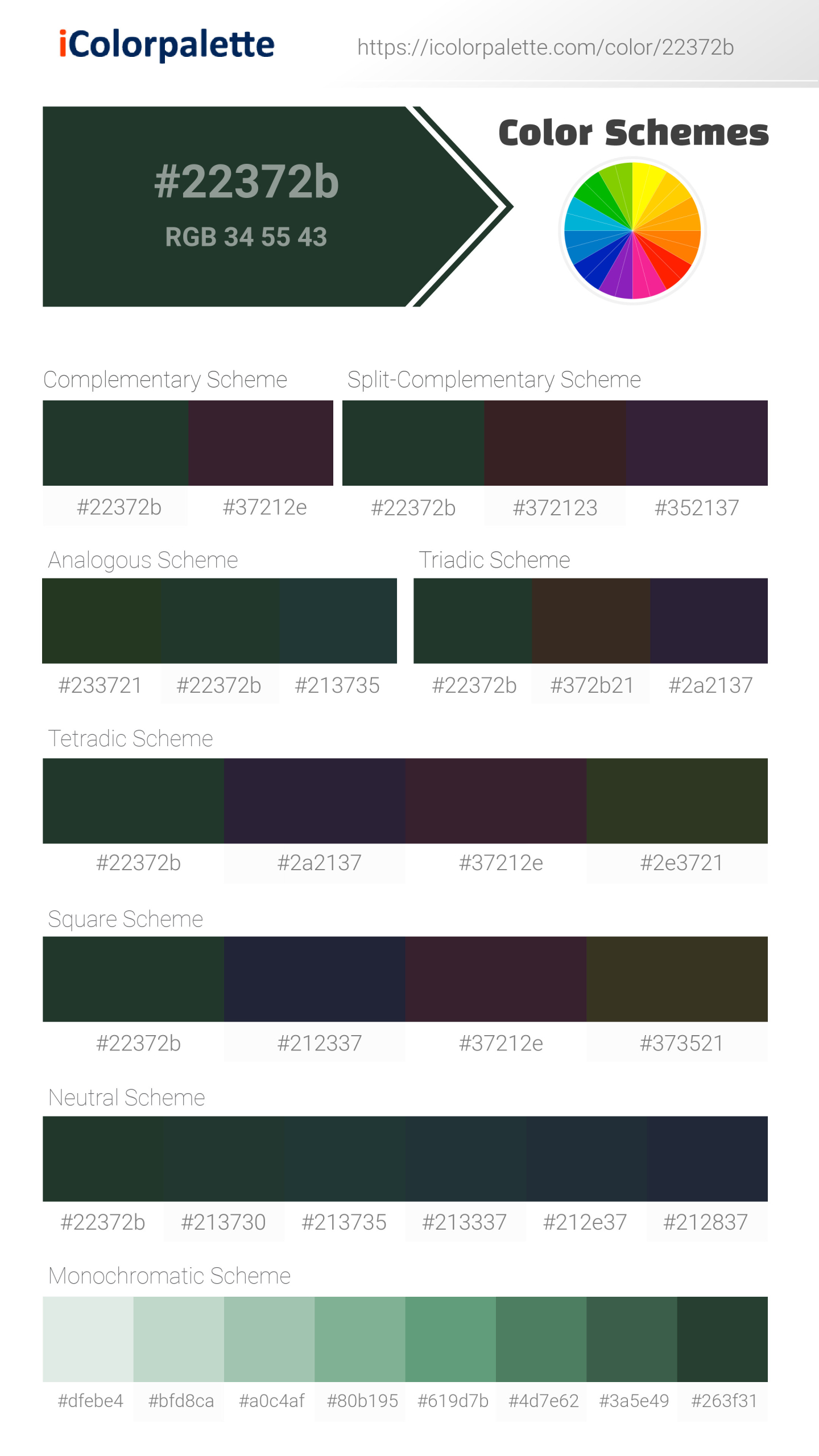 Pantone 5605 C Color | Hex color Code #22372b information | Hsl | Rgb ...