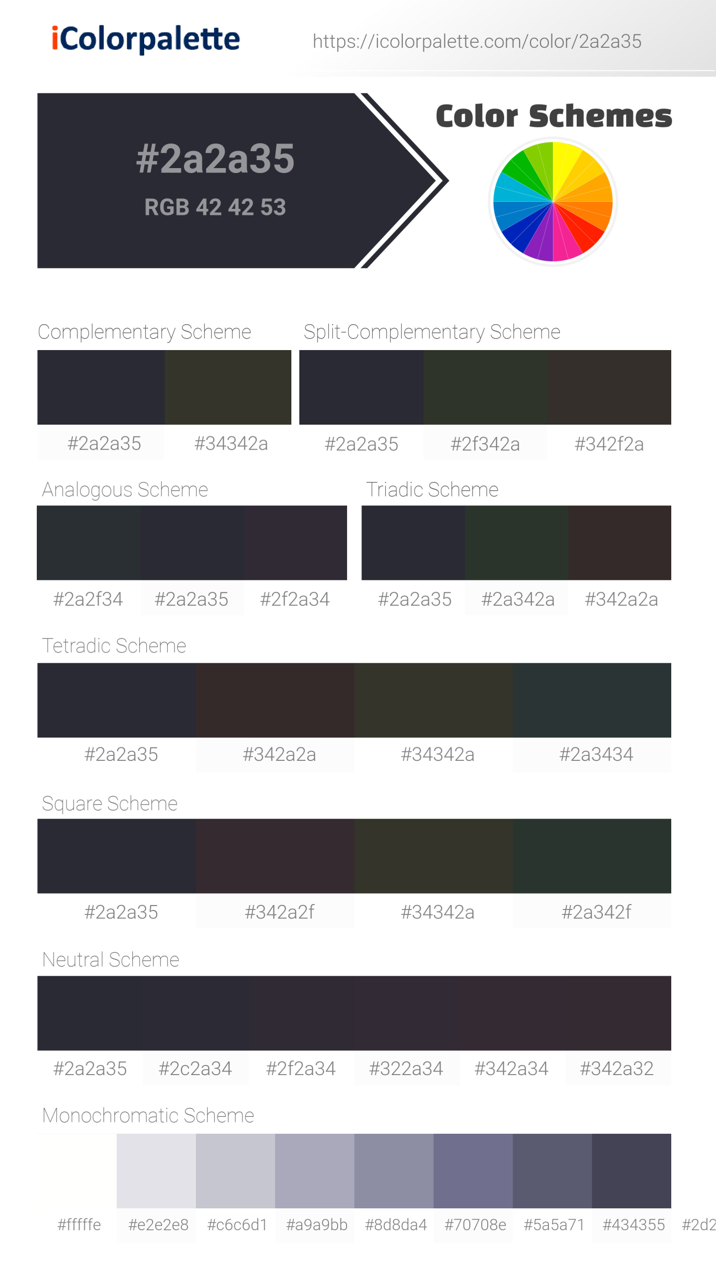 Pantone 19-3924 Tcx Night Sky Color | Hex color Code #2a2a35 ...