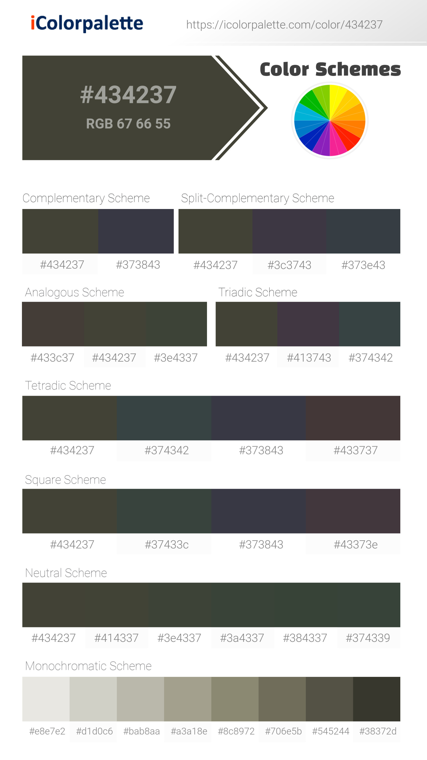 Pantone 19-0414 Tcx Forest Night Color | Hex color Code #434237 ...