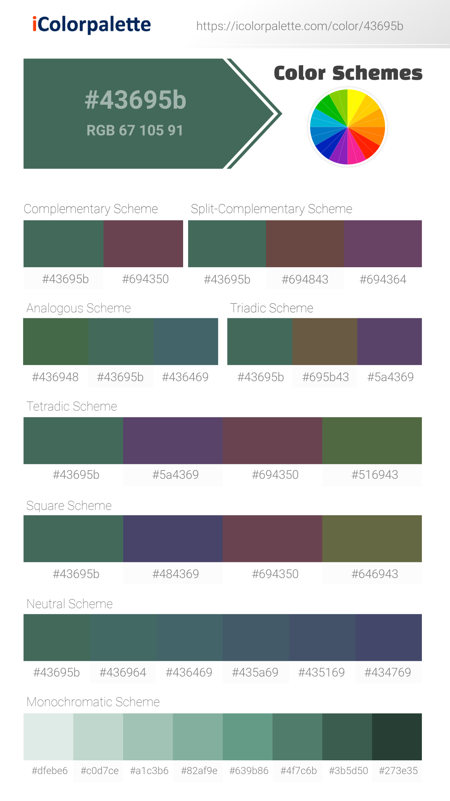 Pantone 5545 C Color | Hex color Code #43695b information | Hsl | Rgb ...
