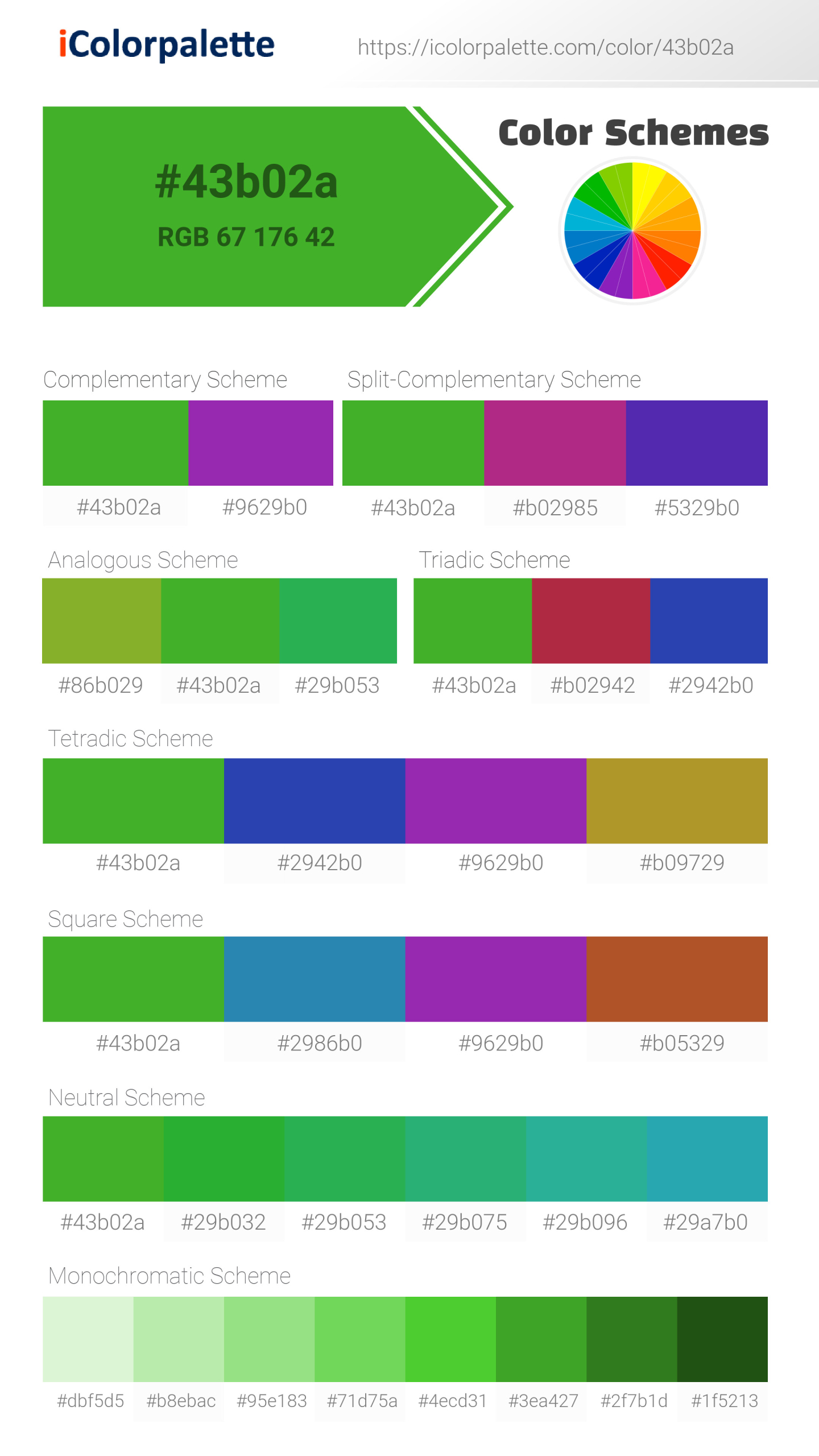 Pantone 361 C Color | Hex color Code #43b02a information | Hsl | Rgb ...
