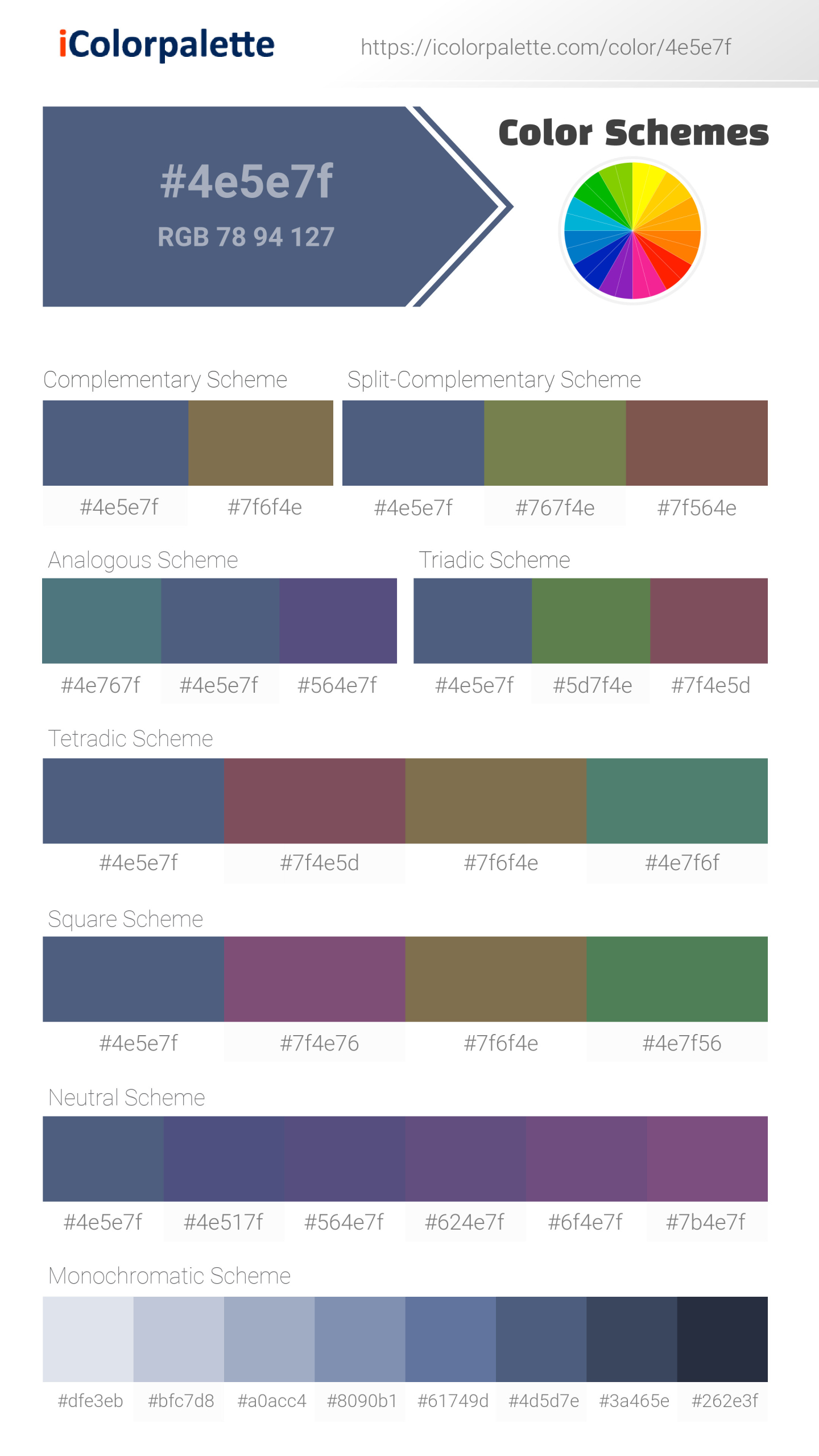 Pantone 18-3921 Tcx Bijou Blue Color | Hex color Code #4e5e7f ...