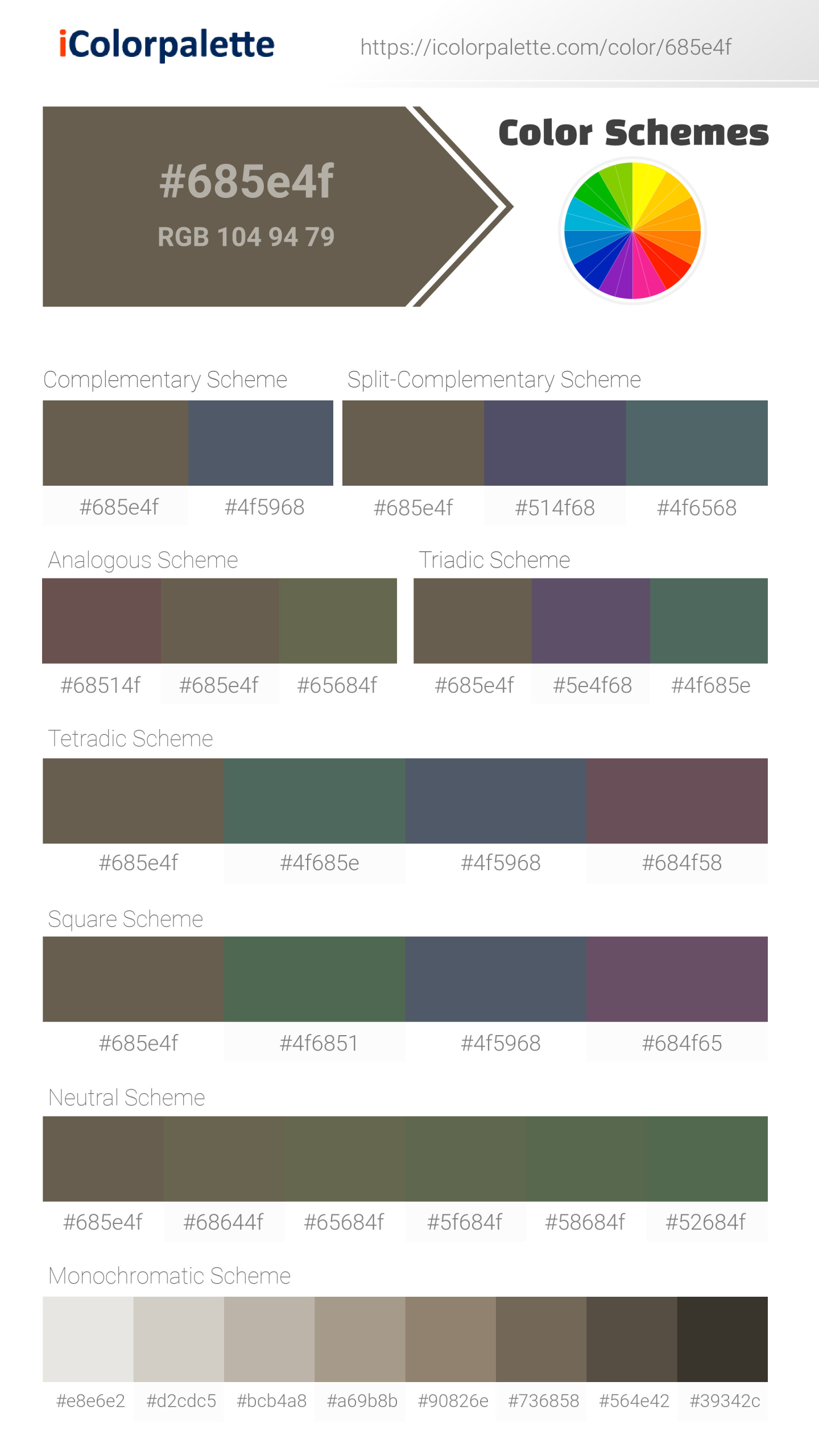 Pantone 18-0615 Tcx Stone Gray Color | Hex color Code #685e4f ...