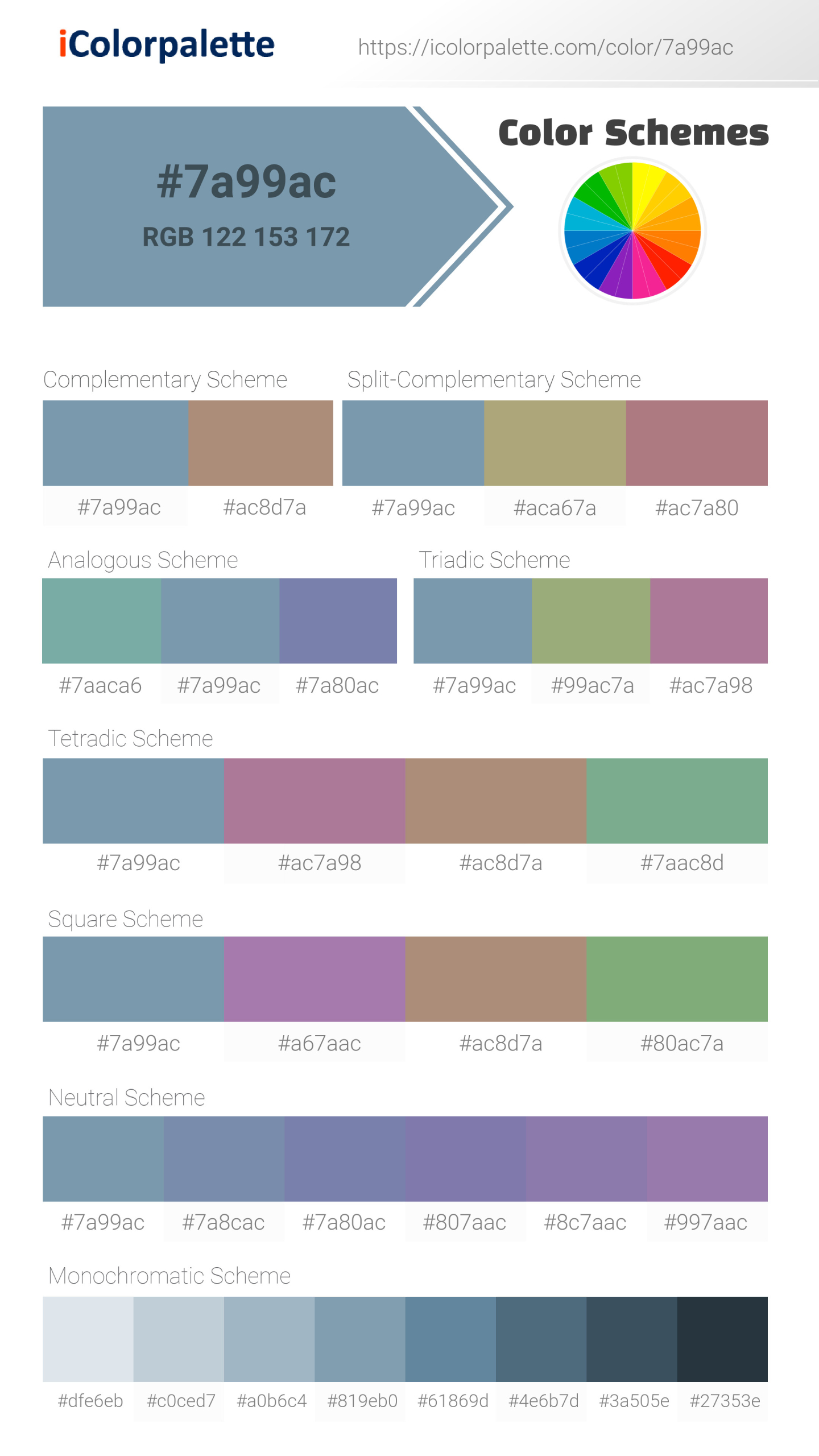 Pantone 5425 C Color | Hex color Code #7A99AC information | Hsl | Rgb ...