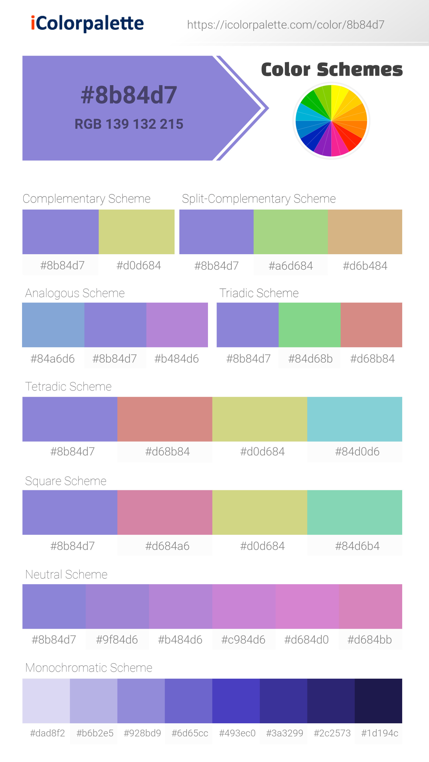 Pantone 2715 C Color | Hex color Code #8b84d7 information | Hsl | Rgb ...