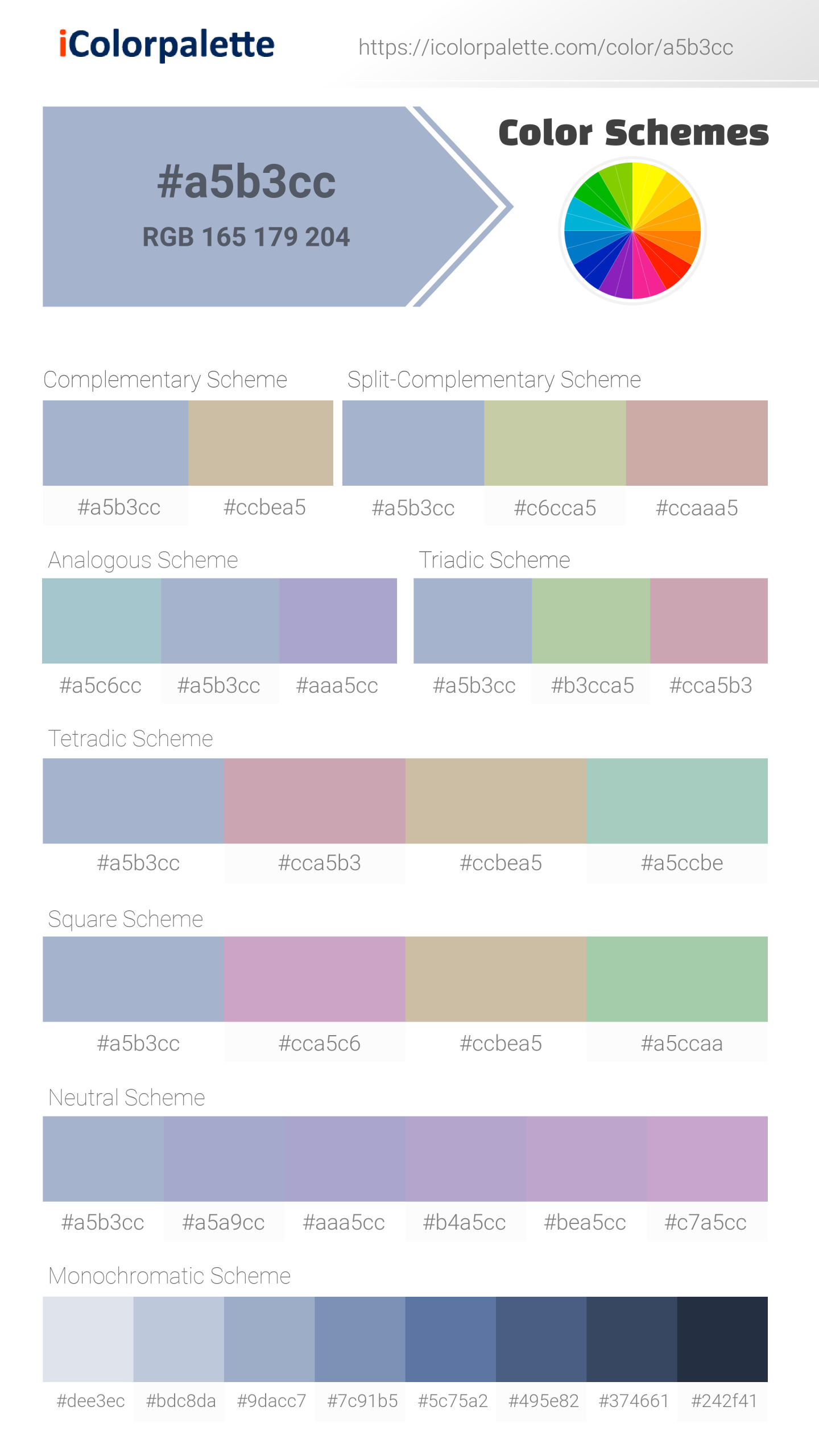 Pantone 15-3915 Tcx Kentucky Blue Color | Hex color Code #a5b3cc ...