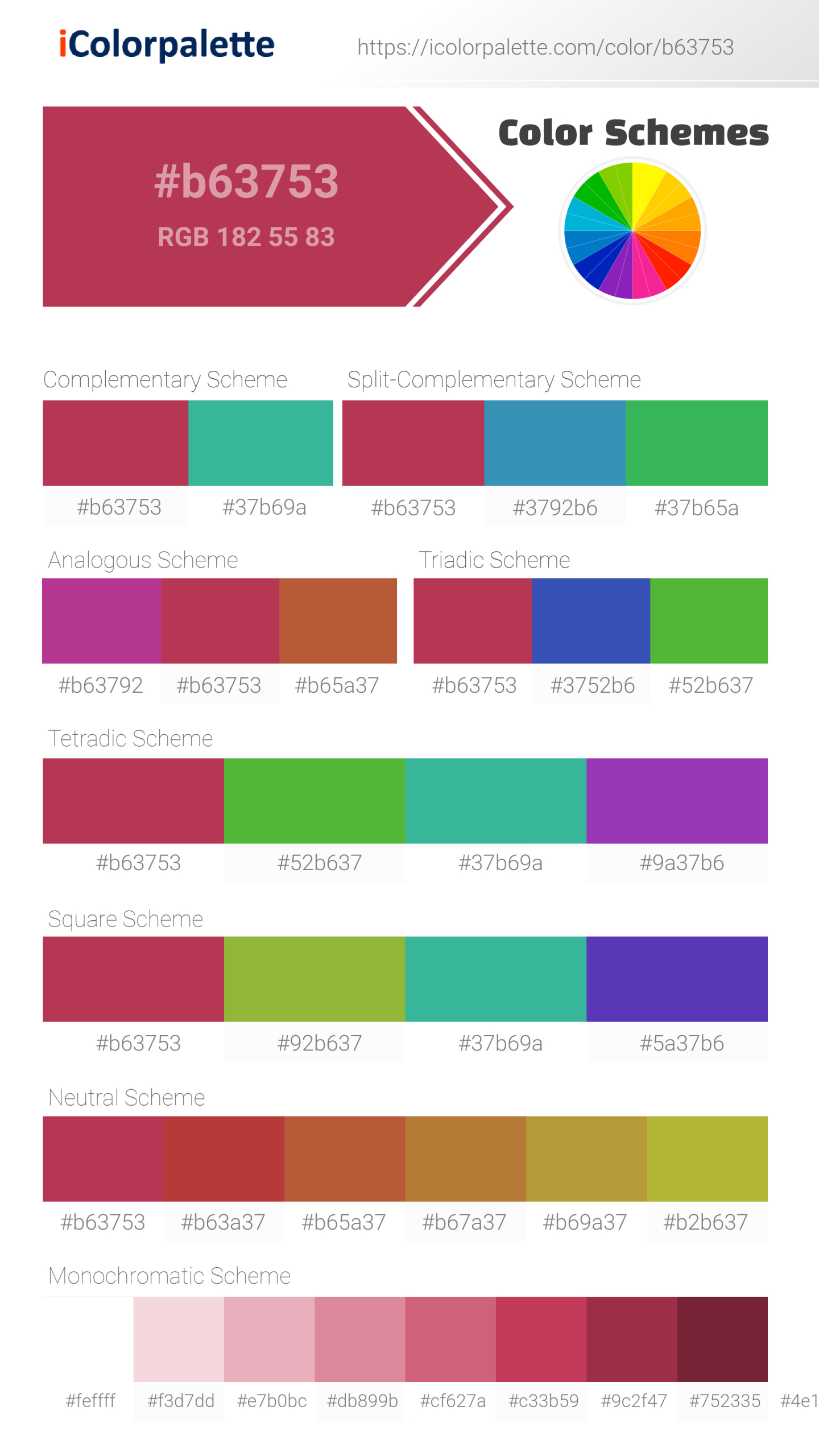 Pantone 18-1741 Tcx Raspberry Wine Color | Hex color Code #b63753 ...