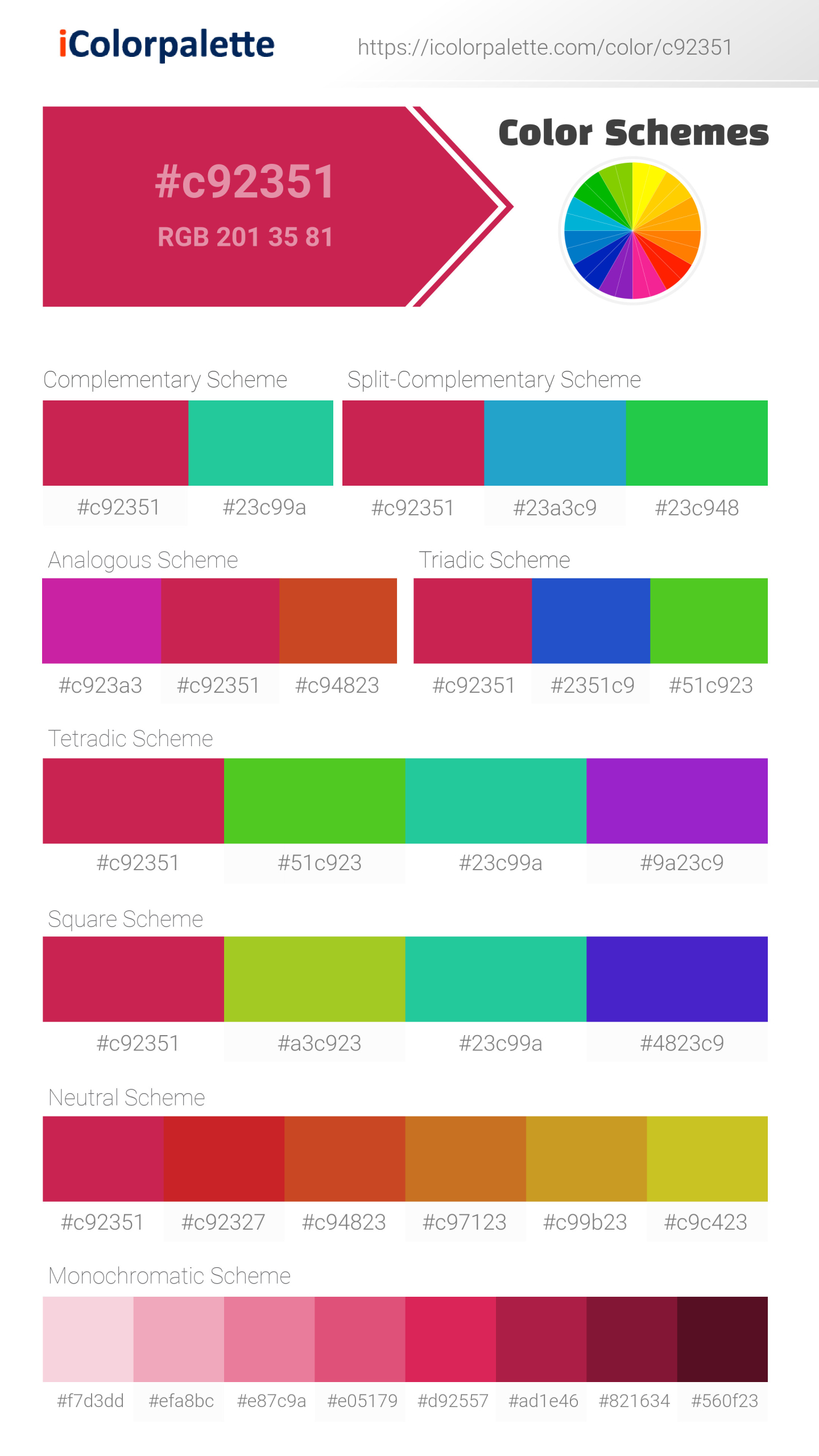 Pantone 18-1852 Tcx Rose Red Color | Hex color Code #c92351 information ...