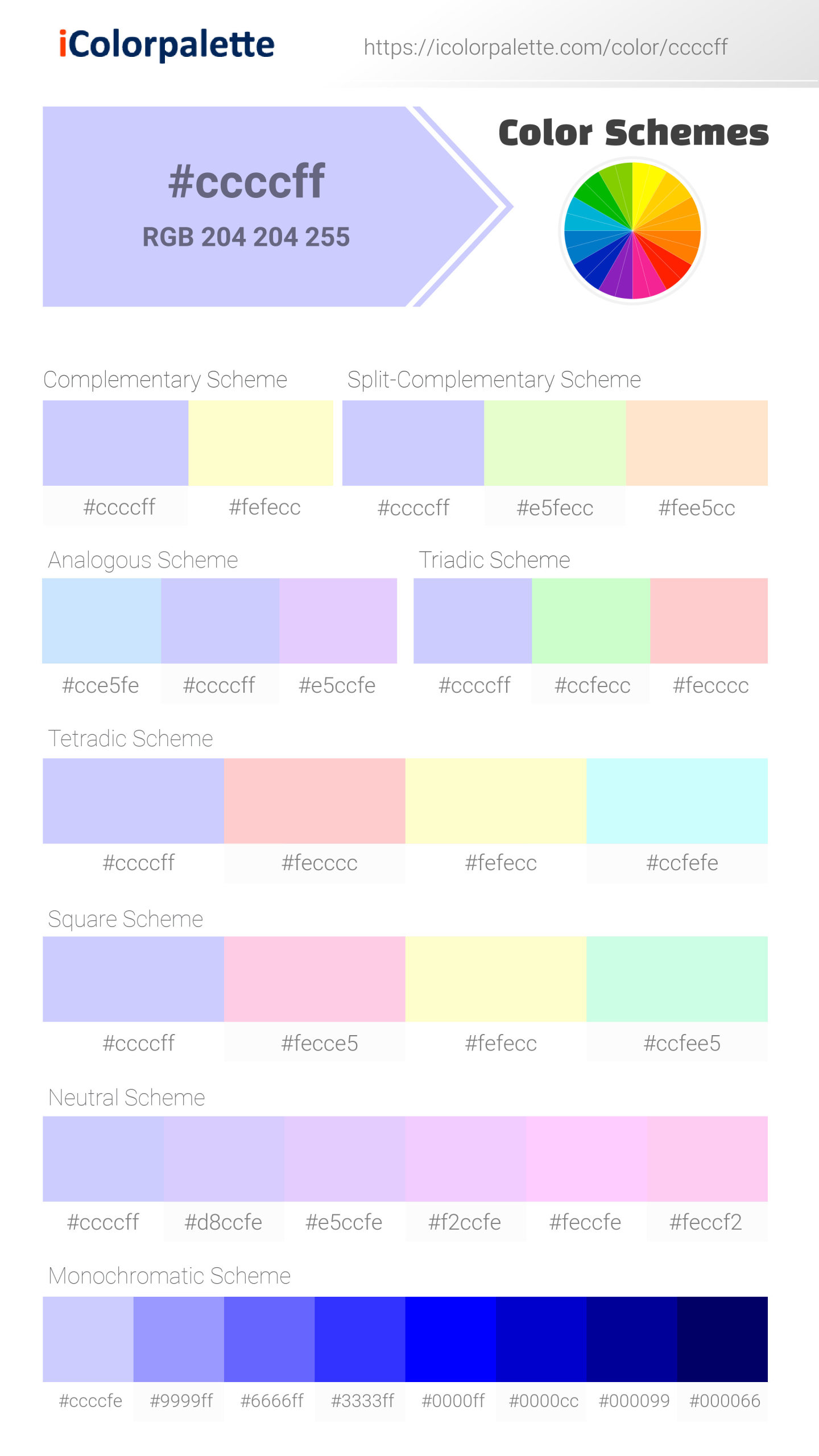 Lavender Blue Color | ccccff information | Hsl | Rgb | Pantone