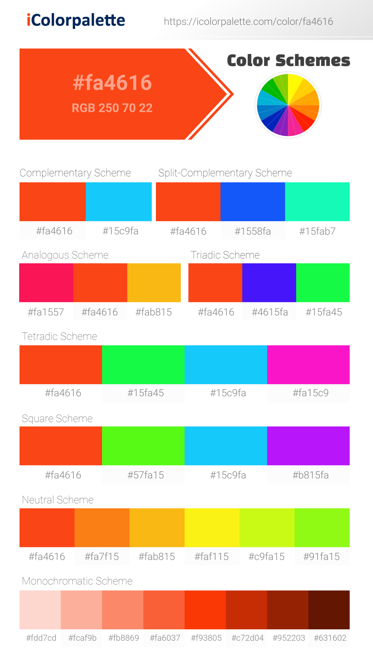 Pantone 172 C Color | Hex color Code #fa4616 information | Hsl | Rgb ...