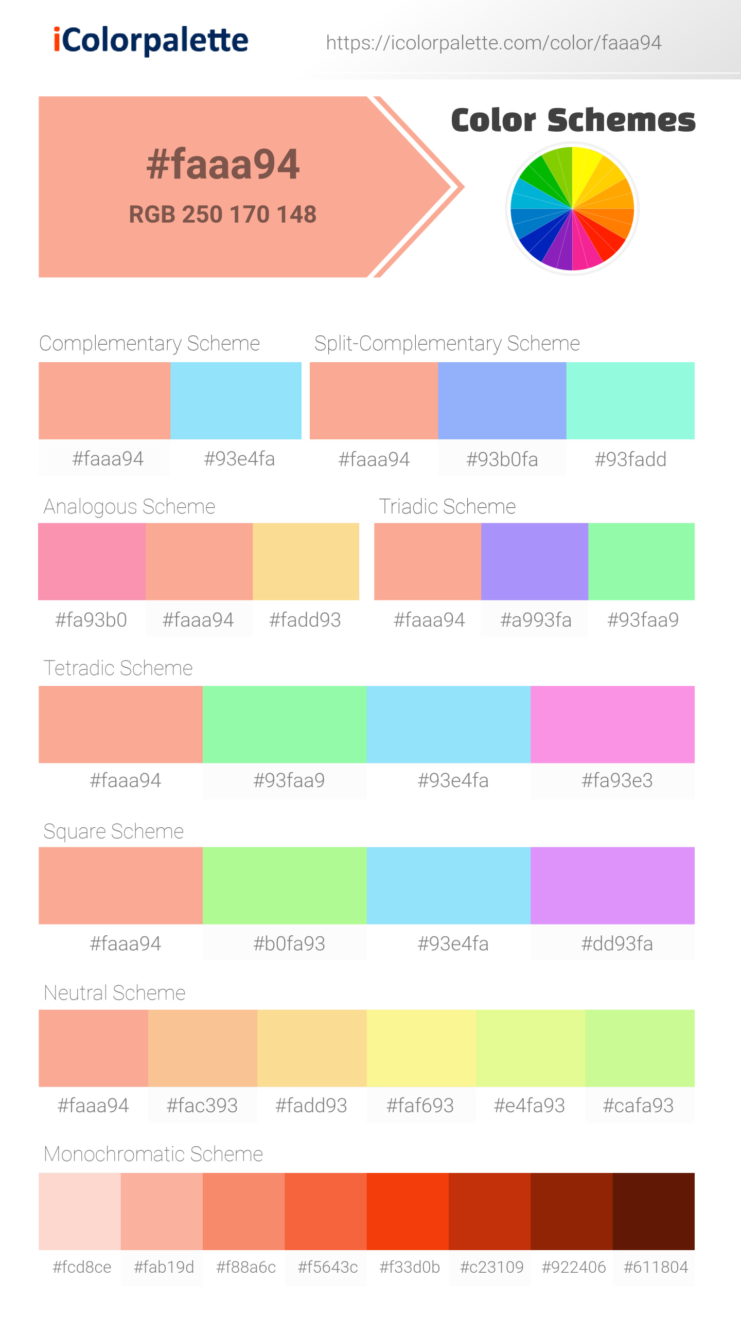Pantone 14-1323 Tcx Salmon Color | Hex color Code #FAAA94 information ...