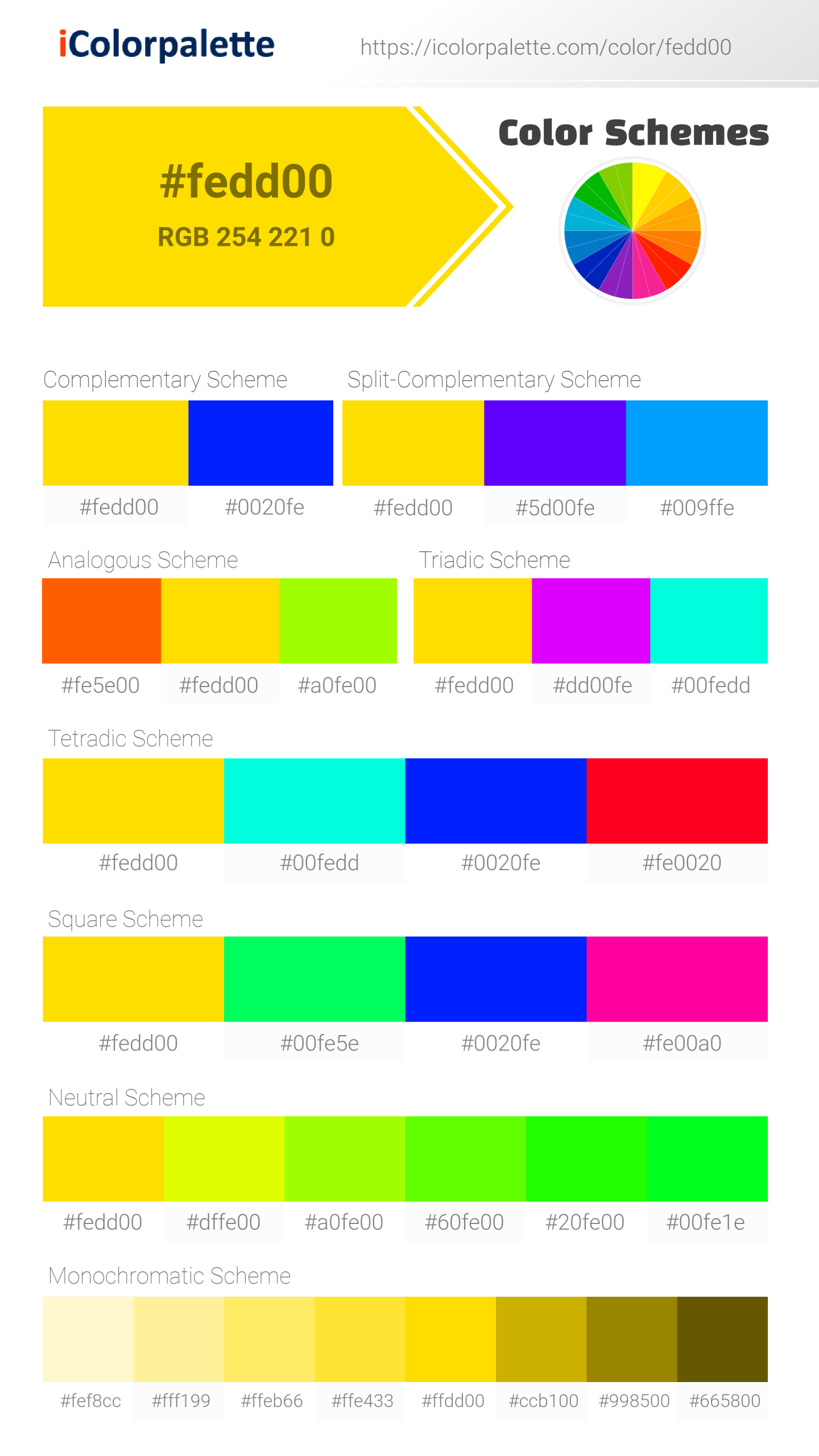 Pantone Yellow C Color | Hex color Code #fedd00 information | Hsl | Rgb ...