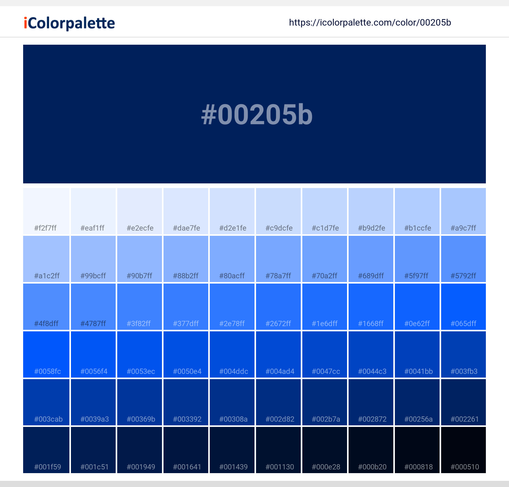 Pantone 281 C Color | Hex color Code #00205b information | Hsl | Rgb ...