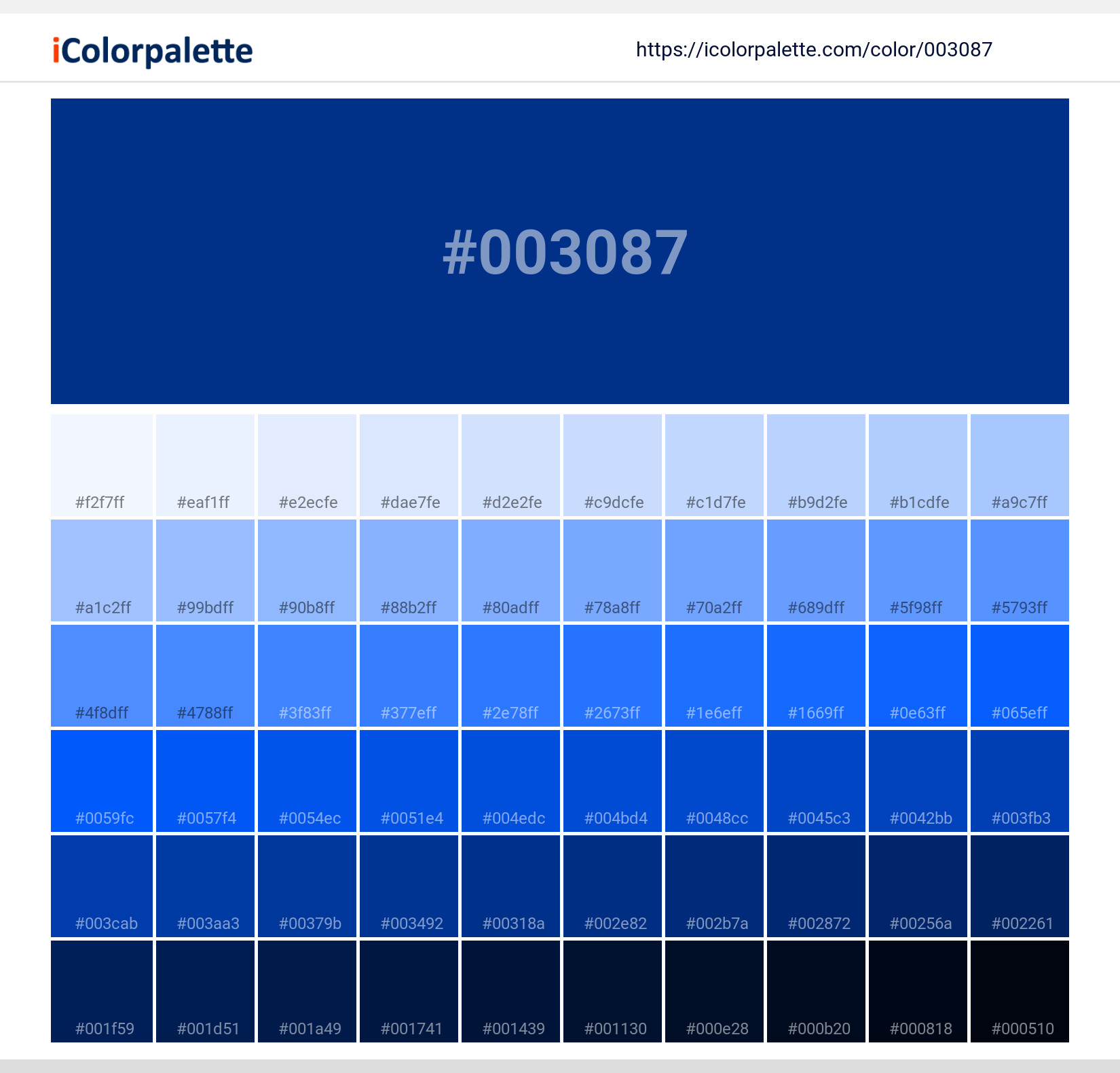 Pantone 287 C Color | Hex color Code #003087 information | Hsl | Rgb ...