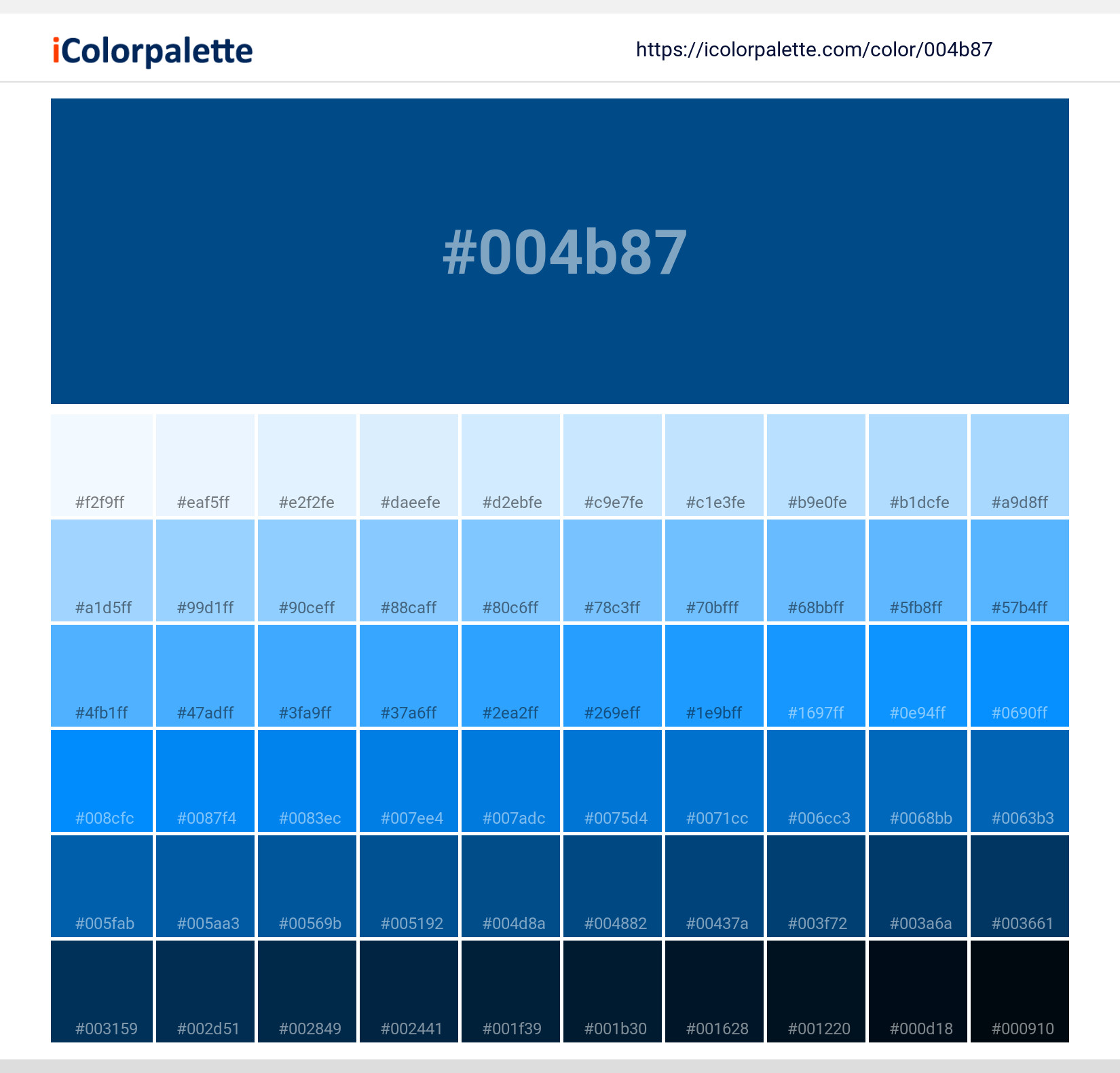 Pantone 301 C Color | Hex color Code #004b87 information | Hsl | Rgb ...