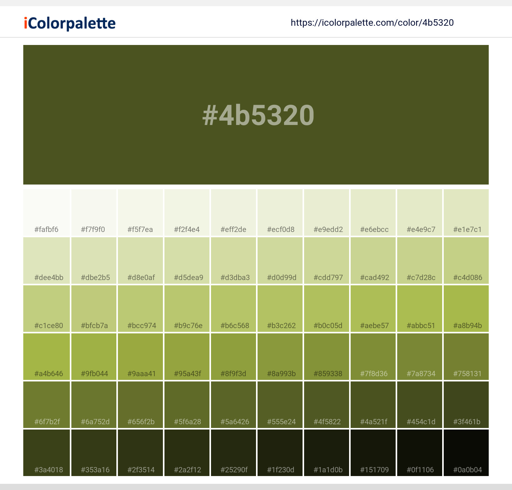Army Green Color | 4b5320 information | Hsl | Rgb | Pantone