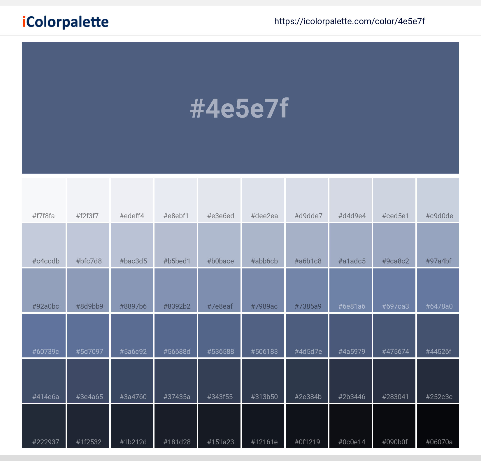Pantone 18-3921 Tcx Bijou Blue Color | Hex color Code #4e5e7f ...
