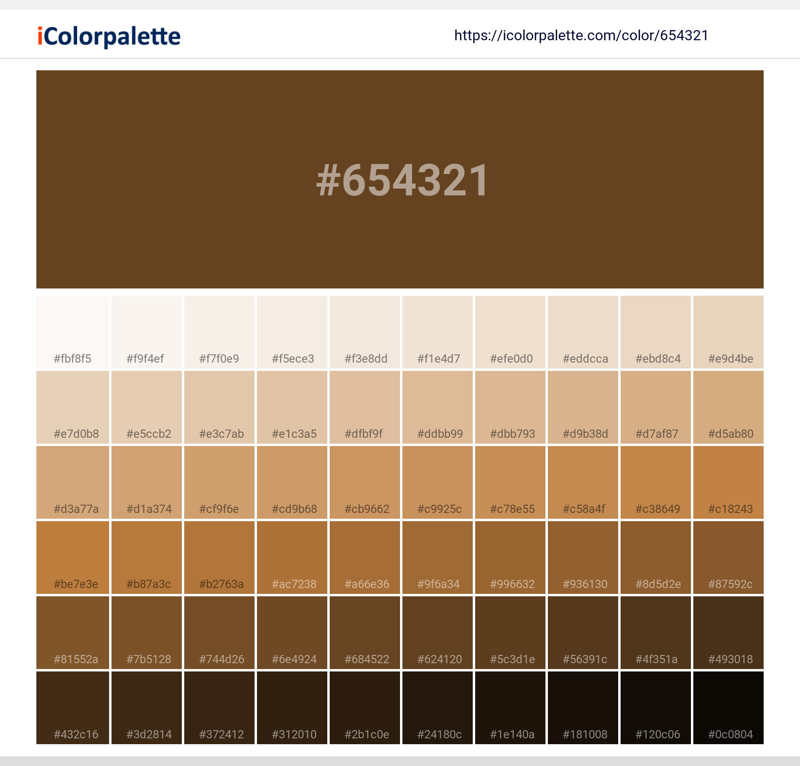 Satoimo Brown Color | 654321 information | Hsl | Rgb | Pantone