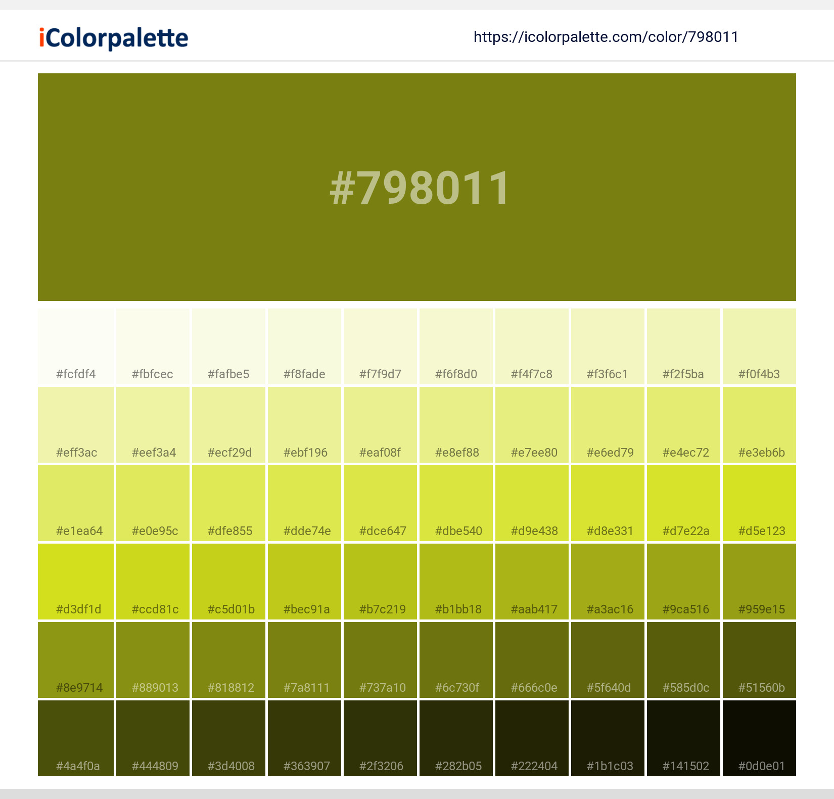 Portuguese Green (similar) Color | 798011 information | Hsl | Rgb | Pantone