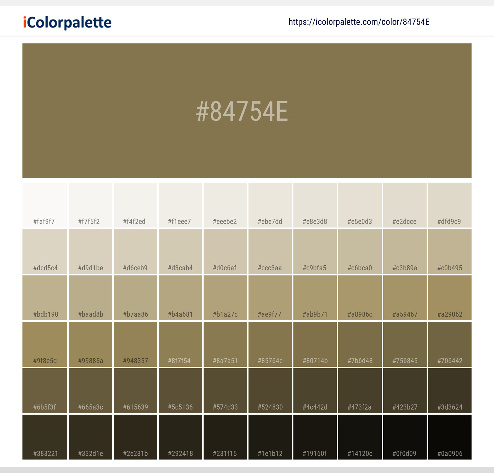 Pantone 871 C Color | Hex color Code #84754e information | Hsl | Rgb ...