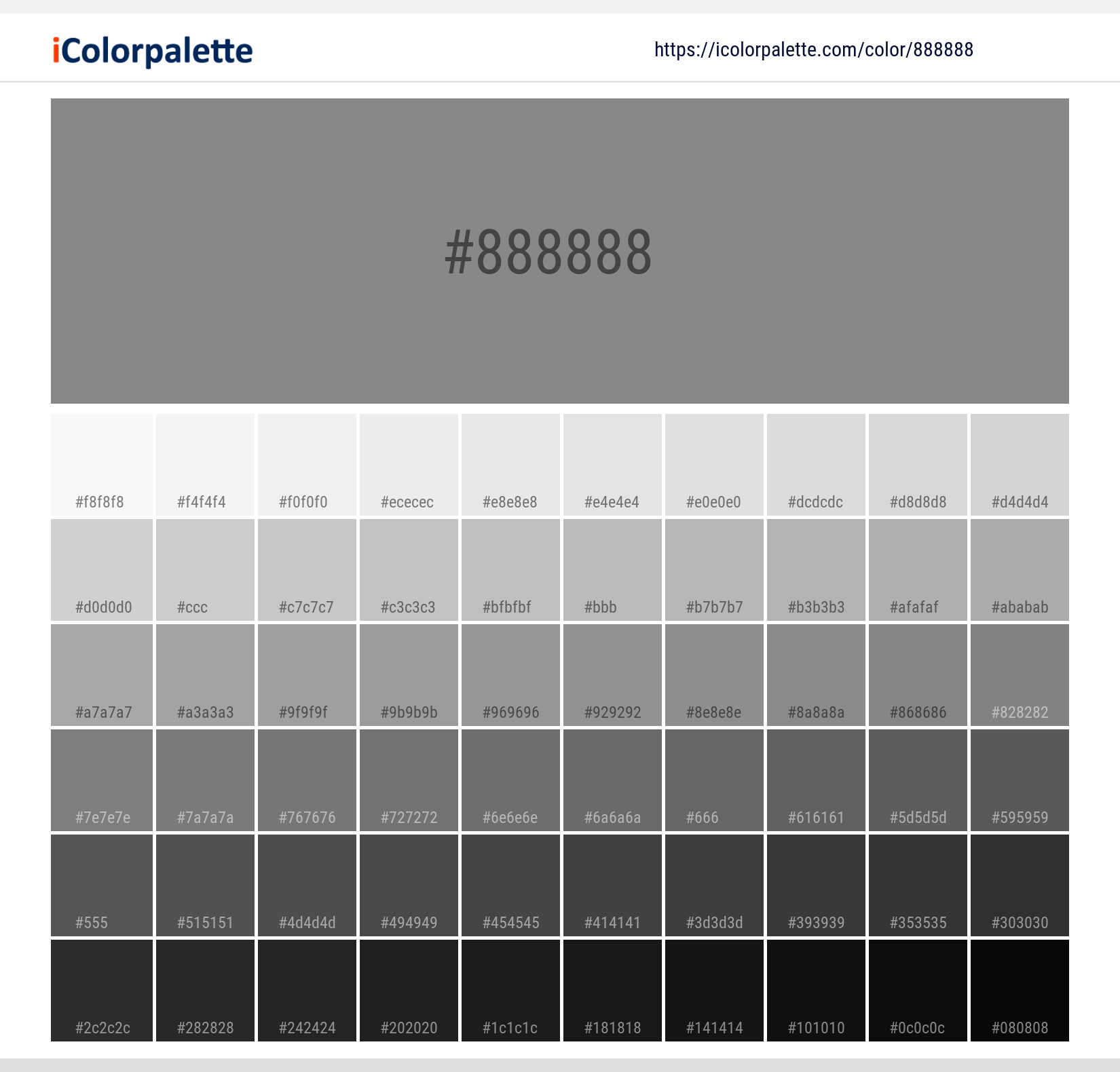 Argent Color | 888888 information | Hsl | Rgb | Pantone
