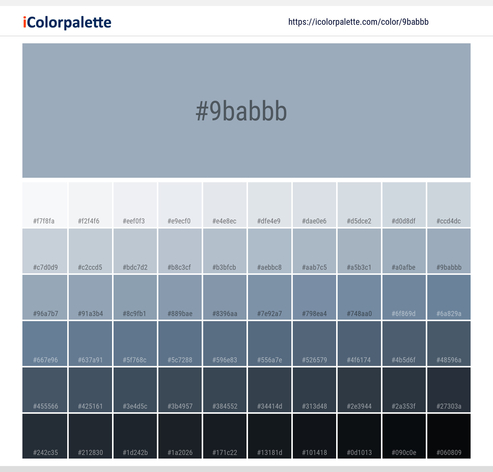 Pantone 15-4008 Tcx Blue Fog Color | Hex color Code #9babbb information ...