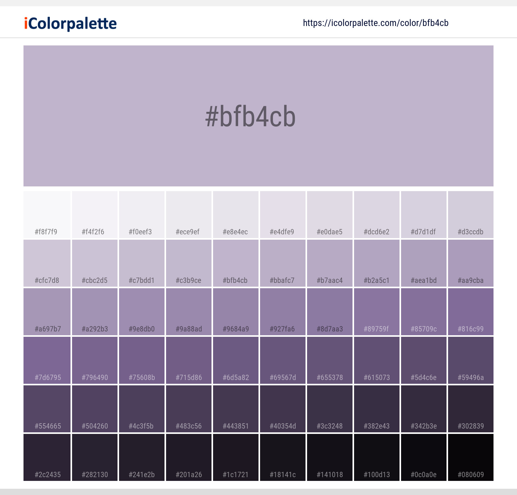 Pantone 14-3710 Tcx Orchid Petal Color | Hex color Code #bfb4cb ...