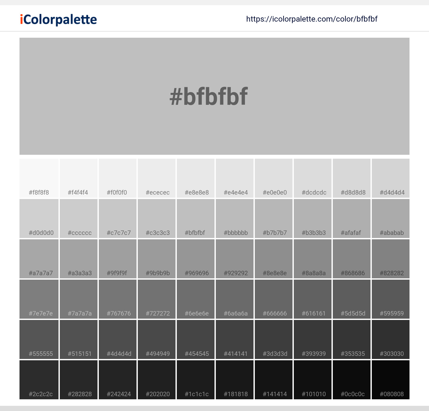 Silver (similar) Color | bfbfbf information | Hsl | Rgb | Pantone