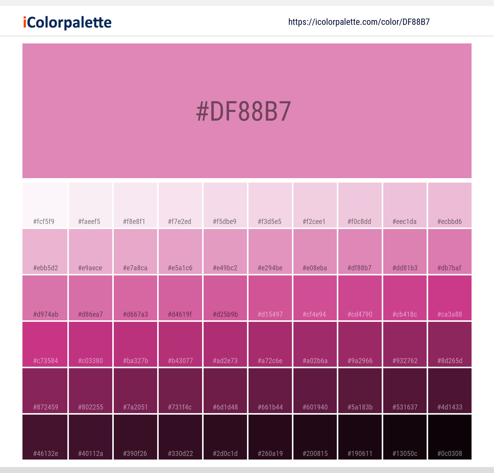 Pantone 15-2718 Tcx Fuchsia Pink Color | Hex color Code #df88b7 ...